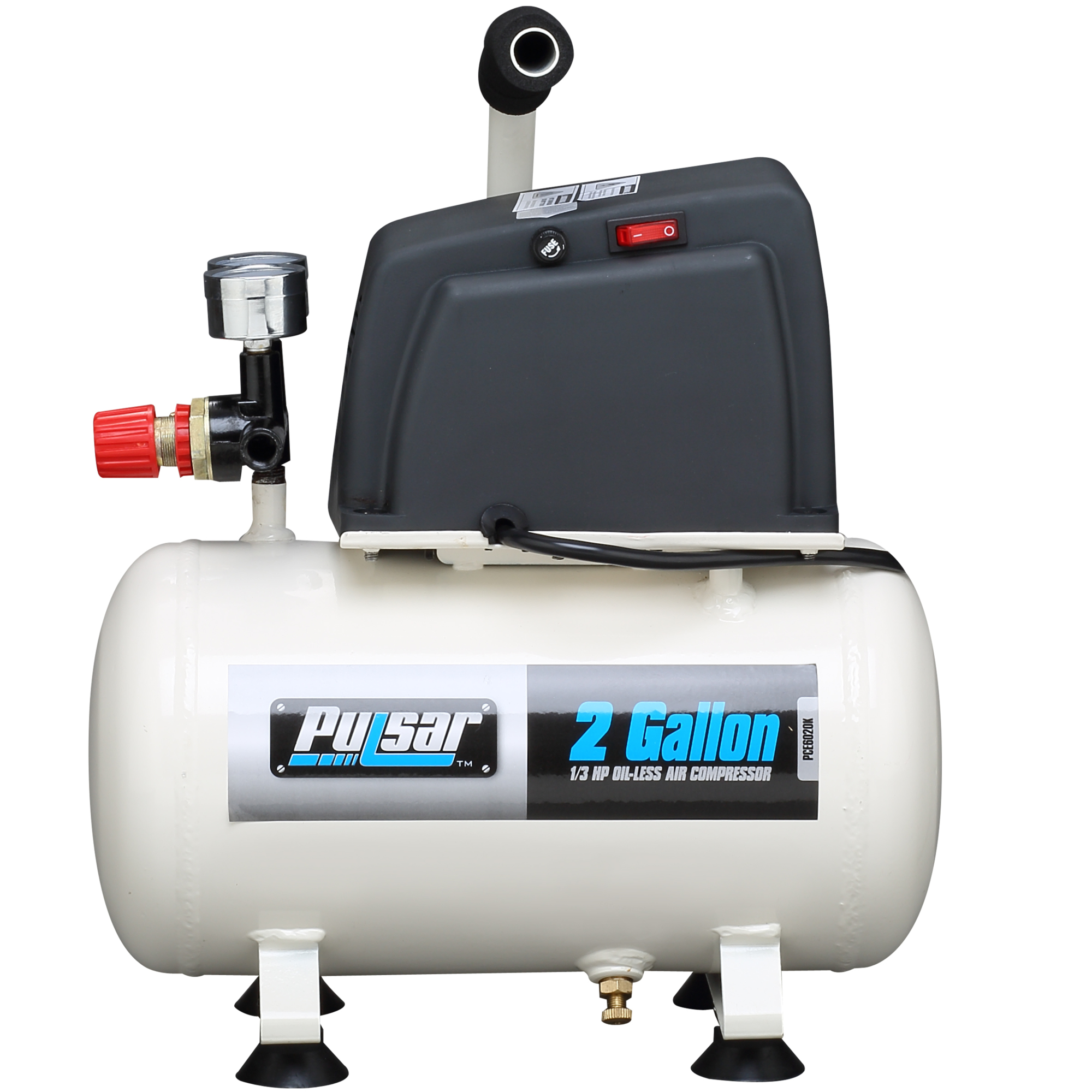 Pulsar 2 Gallon Horizontal Tank Portable Air Compressor with Hose & 6 ...