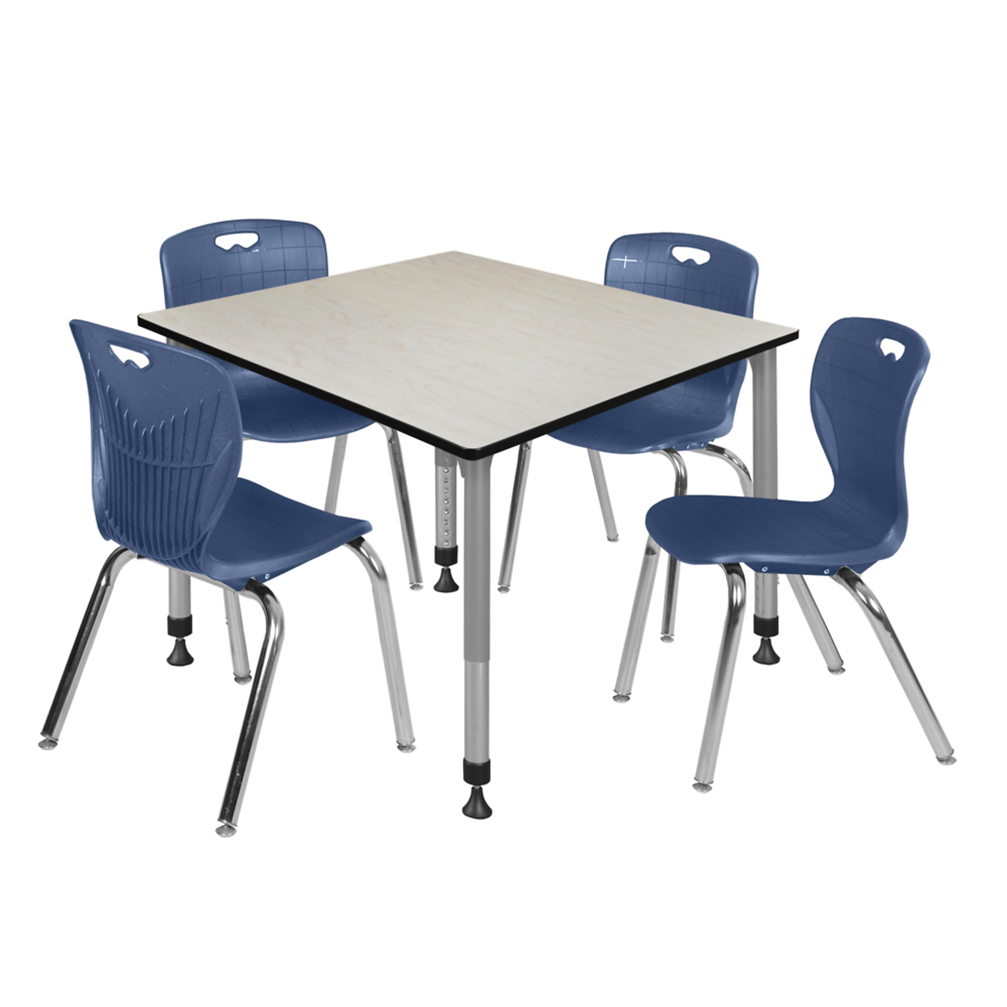 Regency Kee 48 in. Square Adjustable Classroom Table- Maple & 4 Andy 18 ...