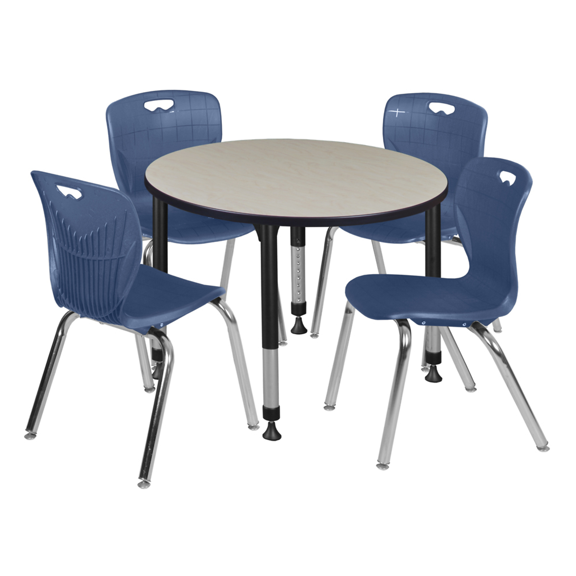 Regency Kee 36 in. Round Adjustable Classroom Table- Maple & 4 Andy 18 ...