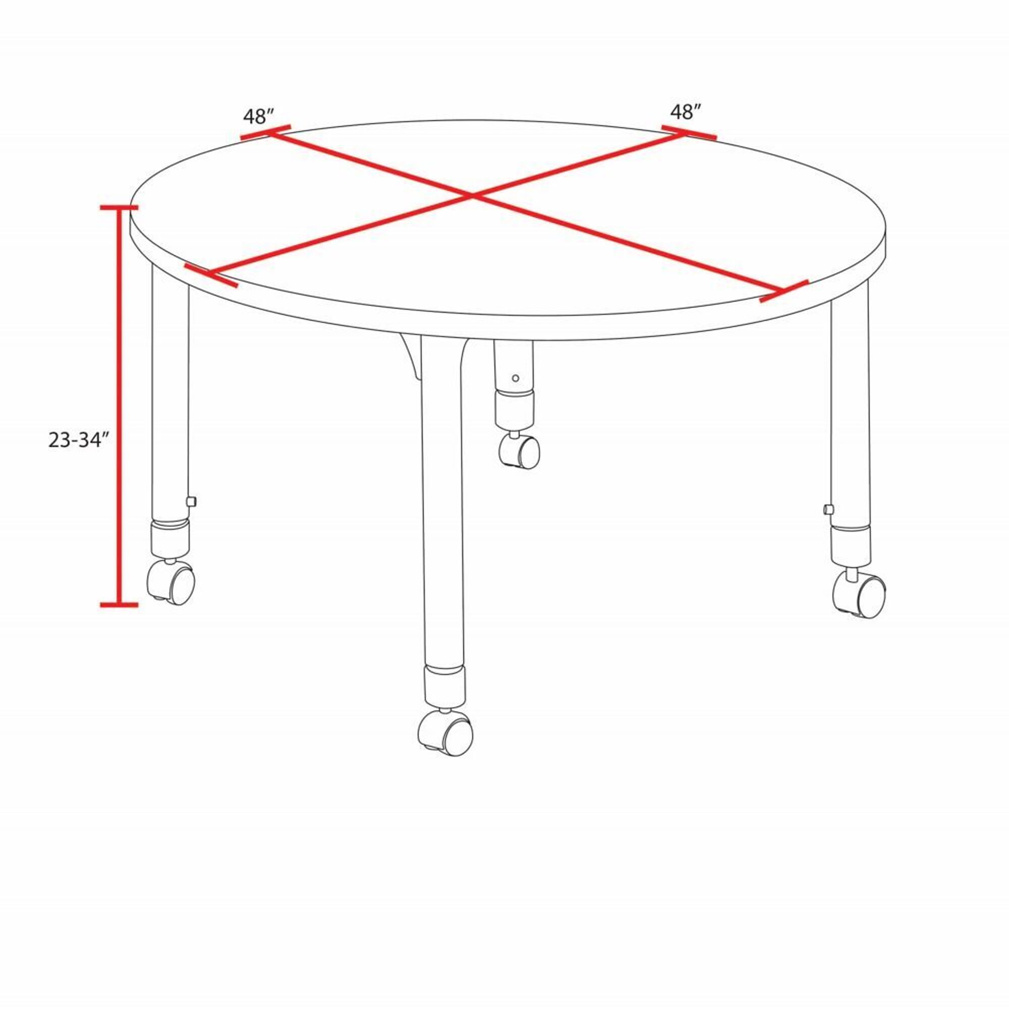 Regency Kee 48 in. Round Mobile Adjustable Classroom Table- Neo Walnut ...