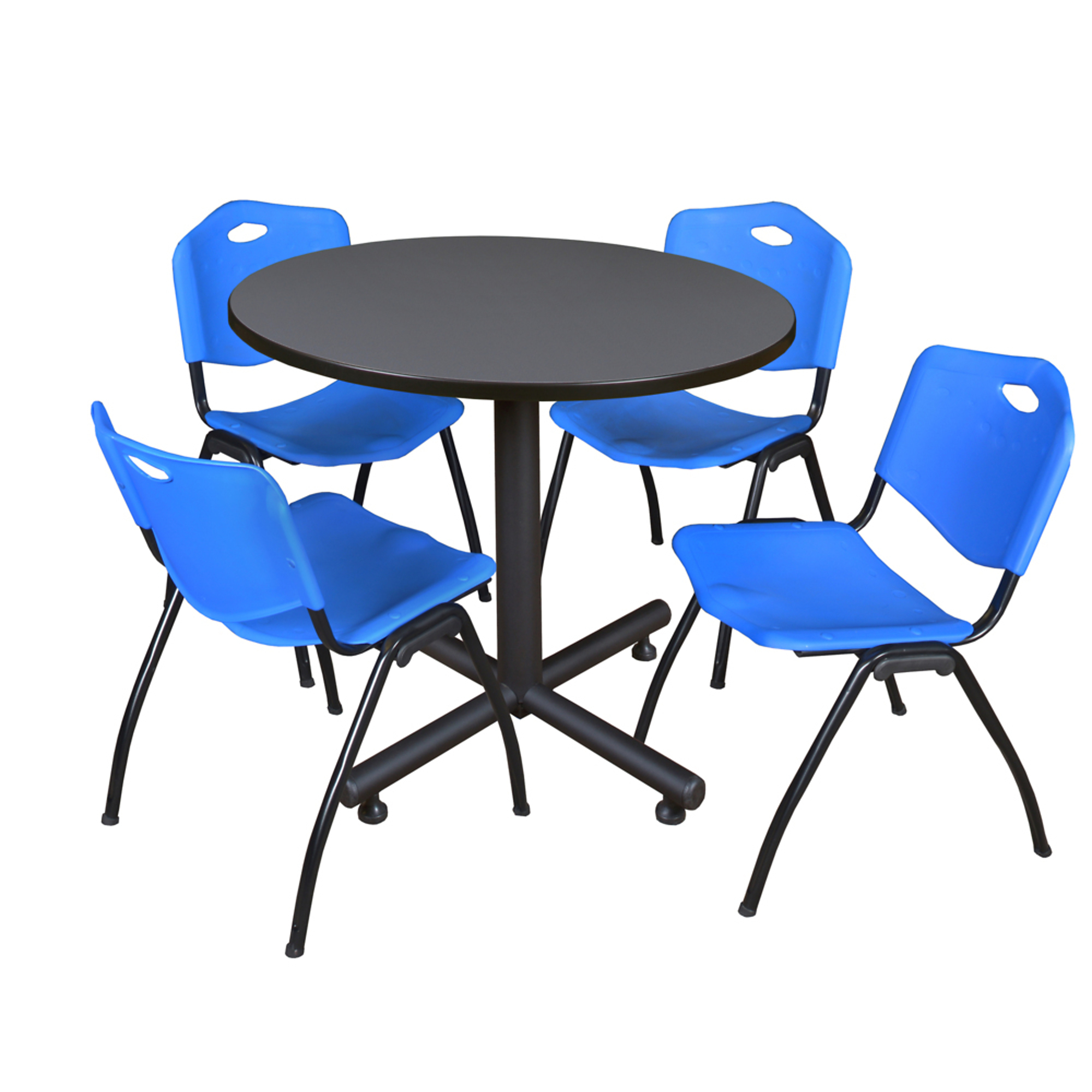 Regency Kobe 36 in. Round X-Base Breakroom Table- Grey, 4 M Stack ...