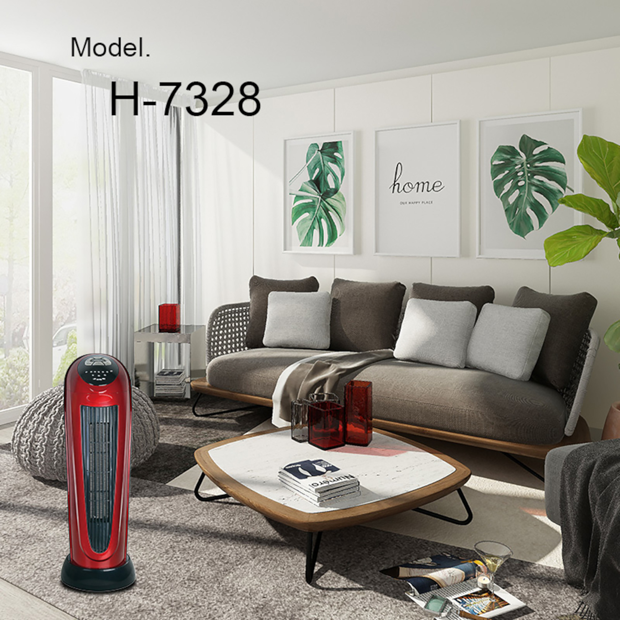 Optimus H-7328 1500 Watts 22\" Oscillating Tower Heater, Digital Remote ...
