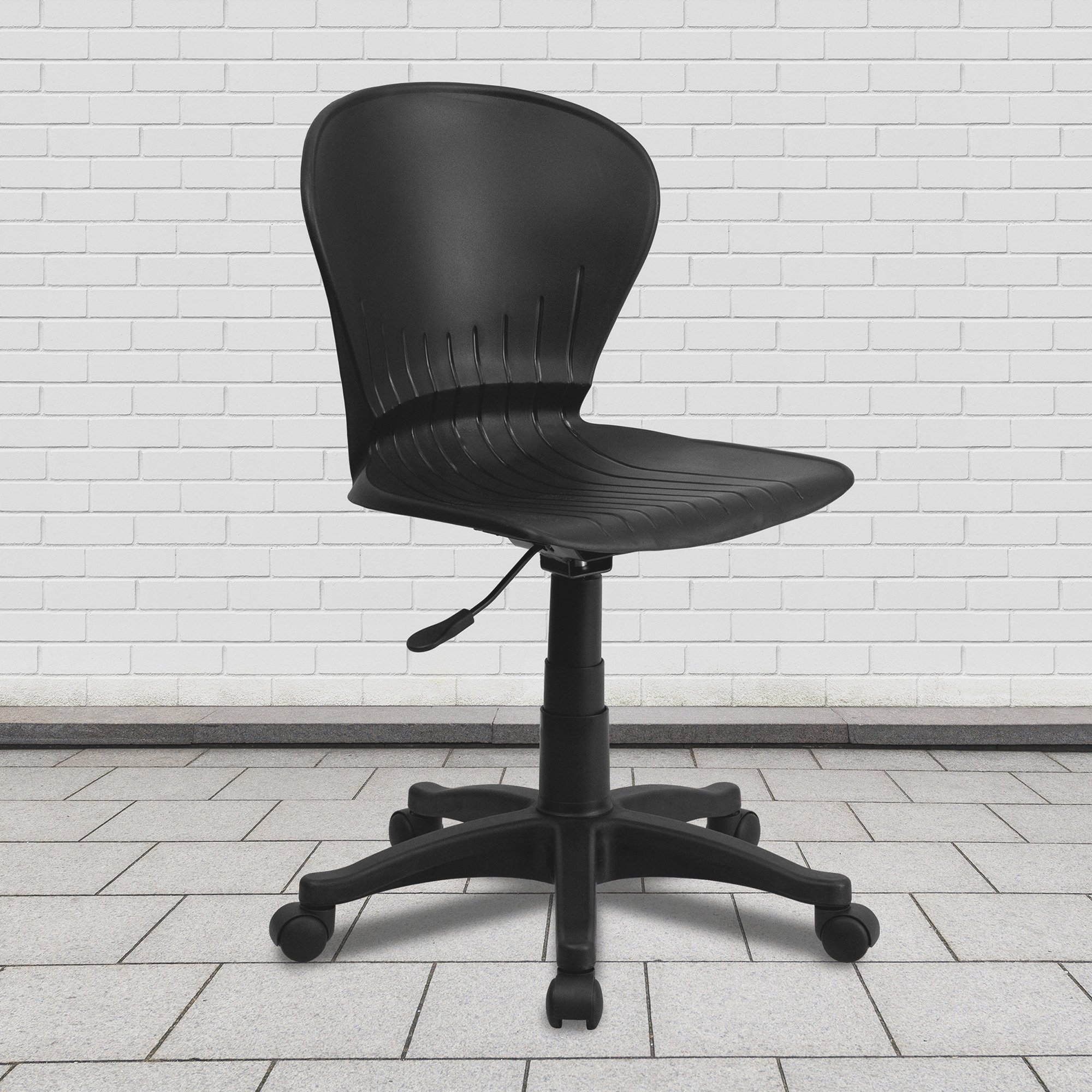 Flash Furniture Plastic Low Back Swivel Chair — Black, 250-Lb. Capacity ...