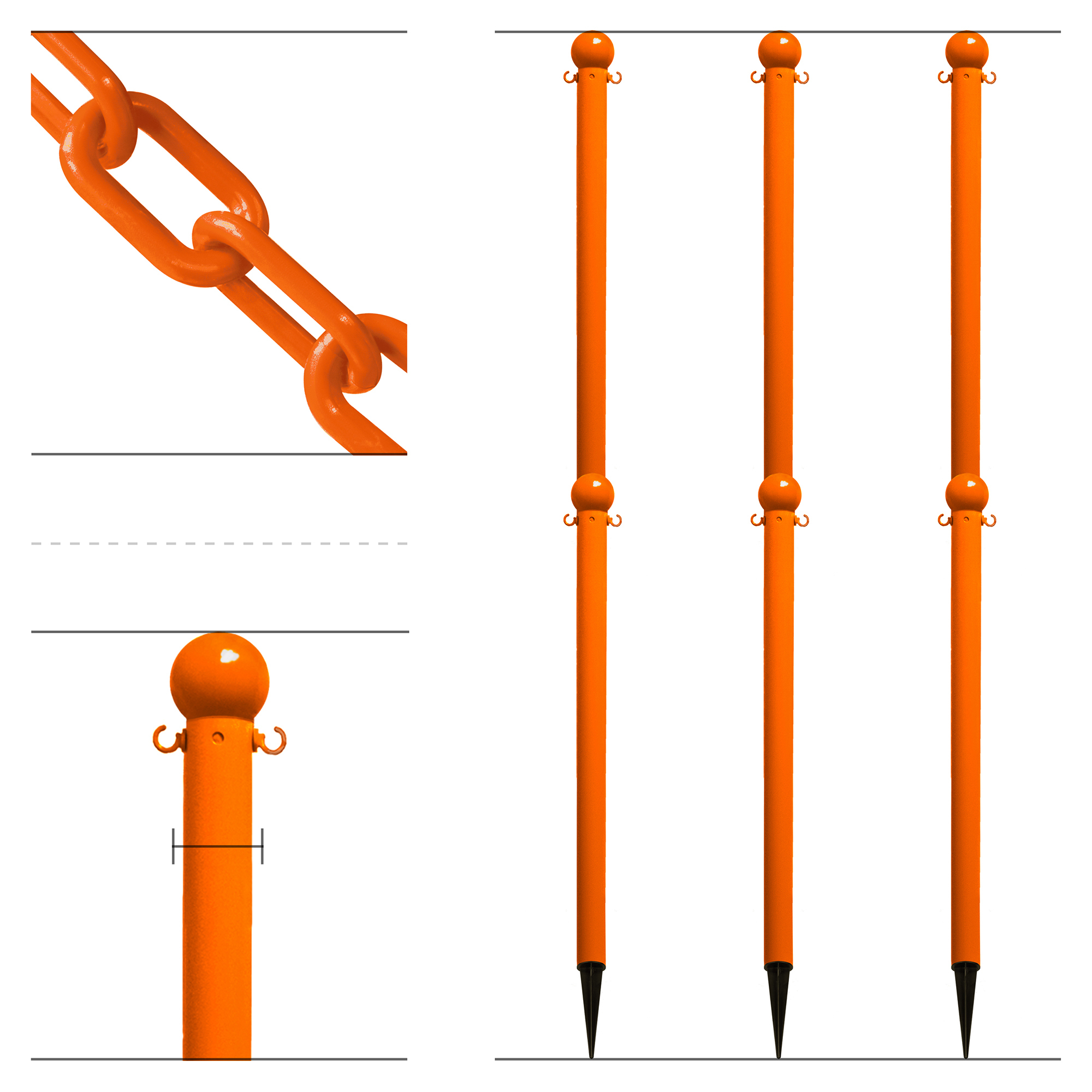 Safety Orange Light Duty Ground Poles and Chain Kit | Northern Tool