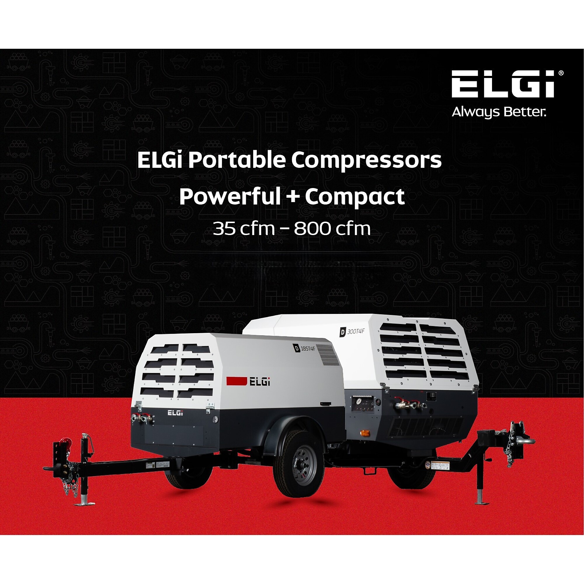 ELGI Trailer Mount Portable Screw Air Compresor, 90 cfm@ 100 PSI with ...