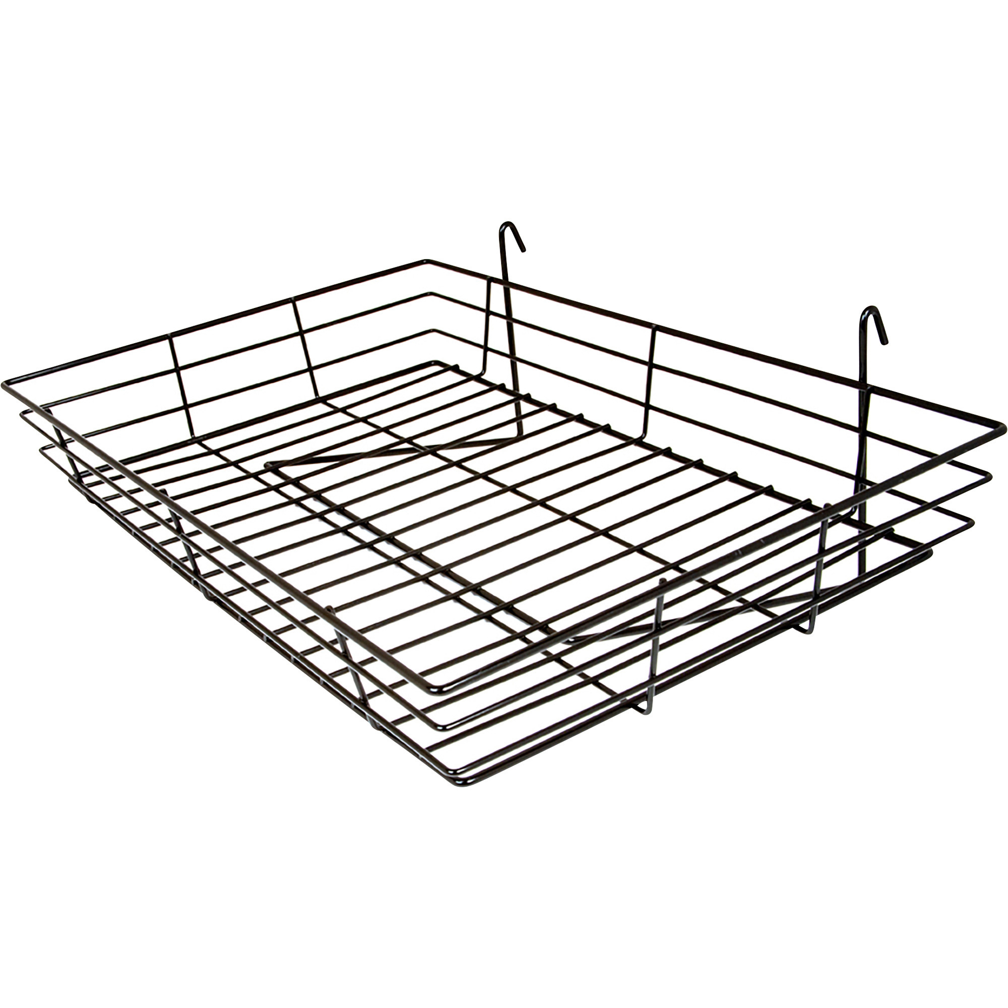 Econoco Black Deluxe Basket for Wire Grid Panels-- 24in.W x 15in.D x 4 ...