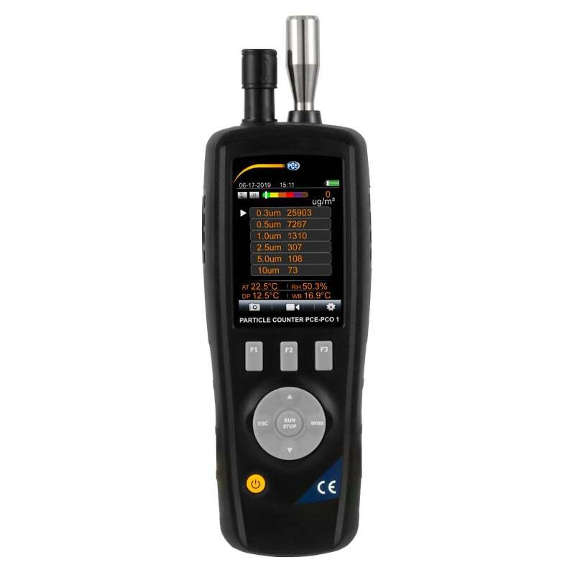 PCE Handheld Laser Optical Particle Counter — Measures 6 Particle Sizes ...
