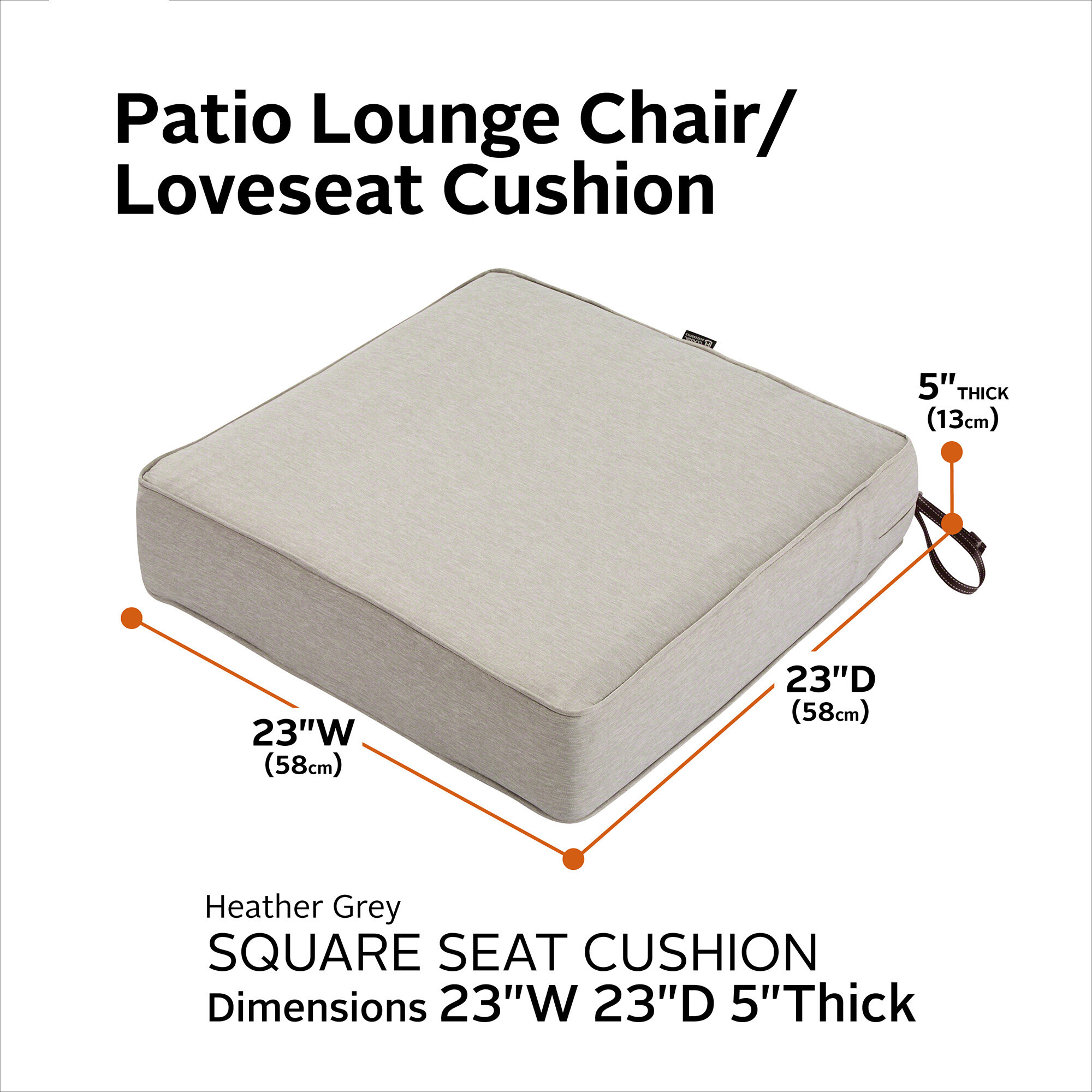Classic Accessories Montlake® Outdoor Seat Cushion, 23 x 23 x 5 Inch ...