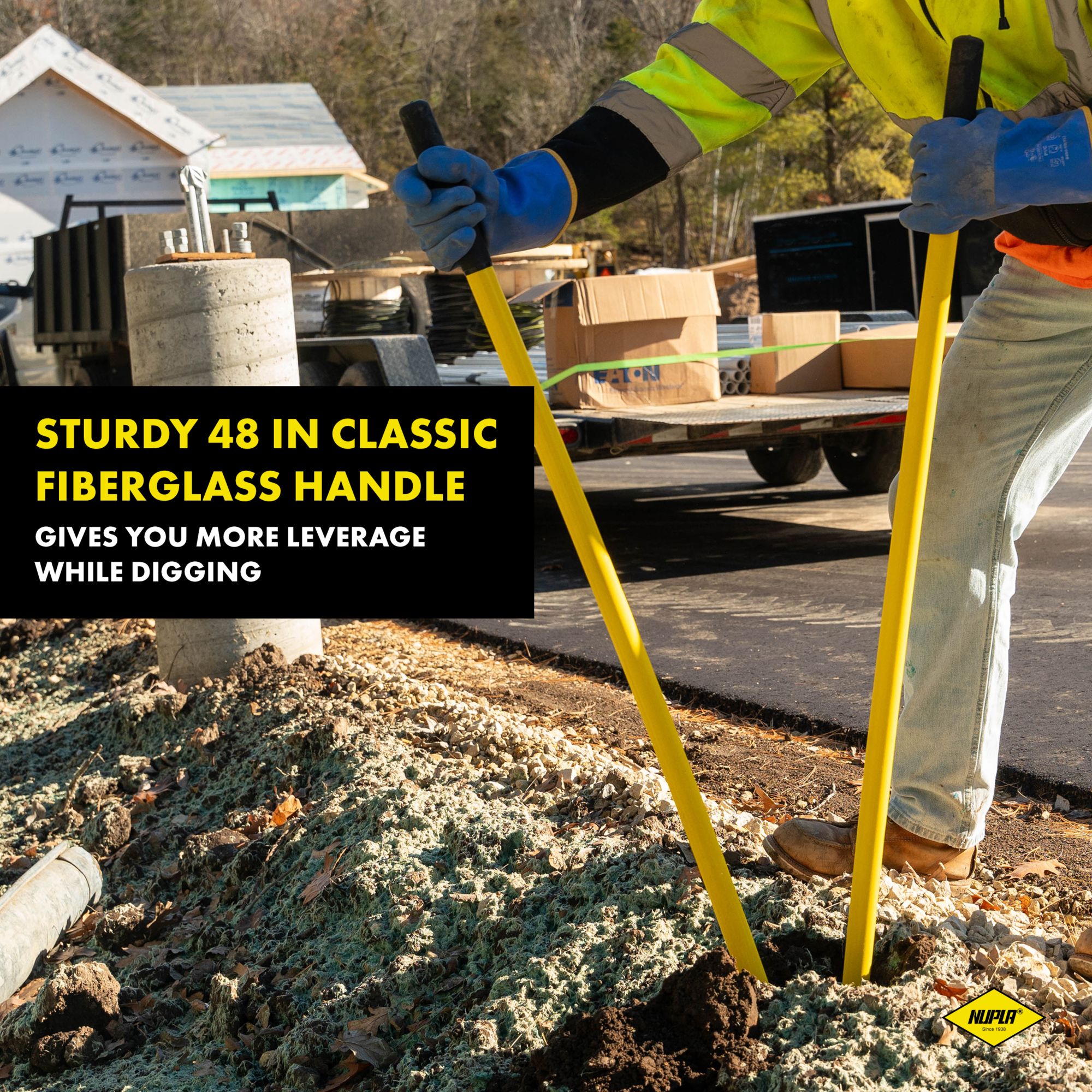 NUPLA Post Hole Digger with Heavy-Duty 14 Gauge Steel Blades and 48 in ...