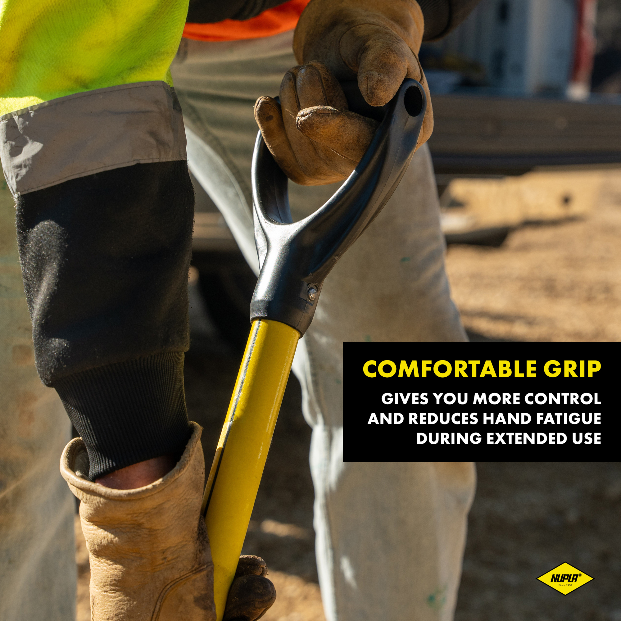 NUPLA Square Point Shovel with Heavy-Duty 14 Gauge Hollow Back Steel ...