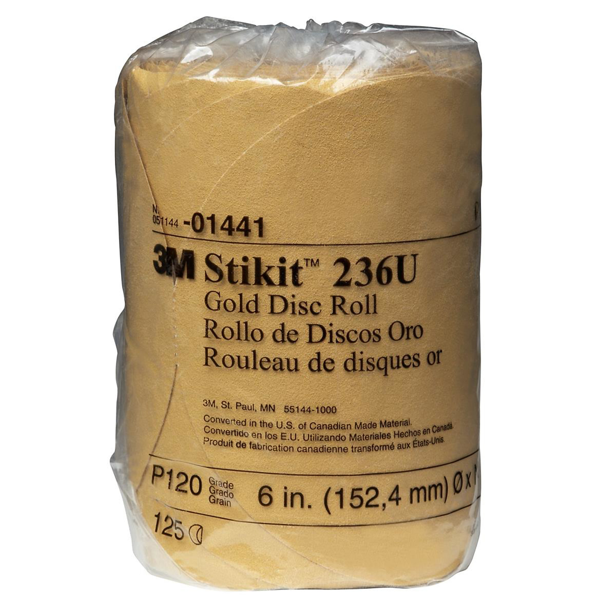 3M Gold Stikit Disc Rolls — 6in., P120, Aluminum Oxide, 125/Roll, Model ...