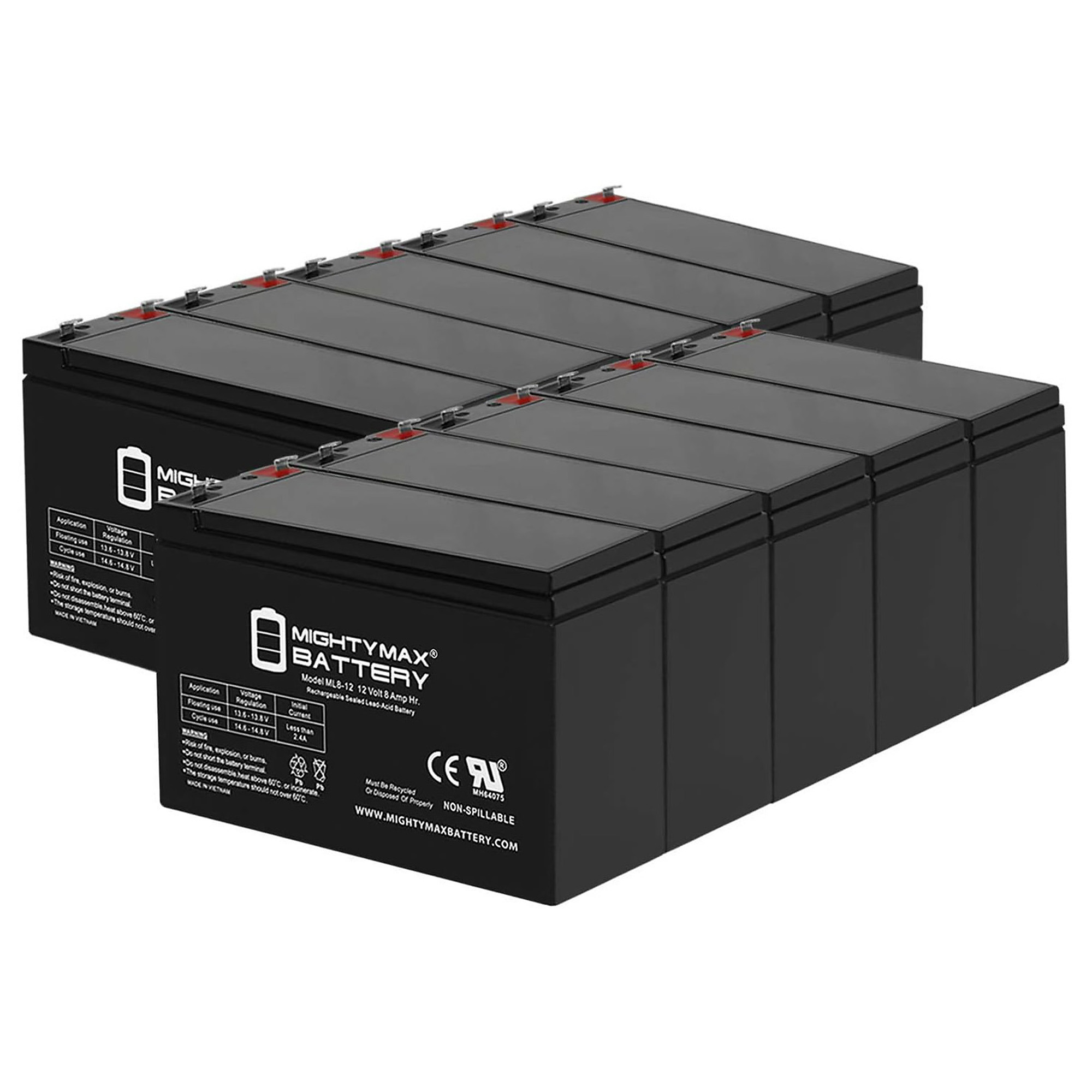 ML8-12 - 12 Volt 8 AH SLA Battery - Pack of 10 | Northern Tool