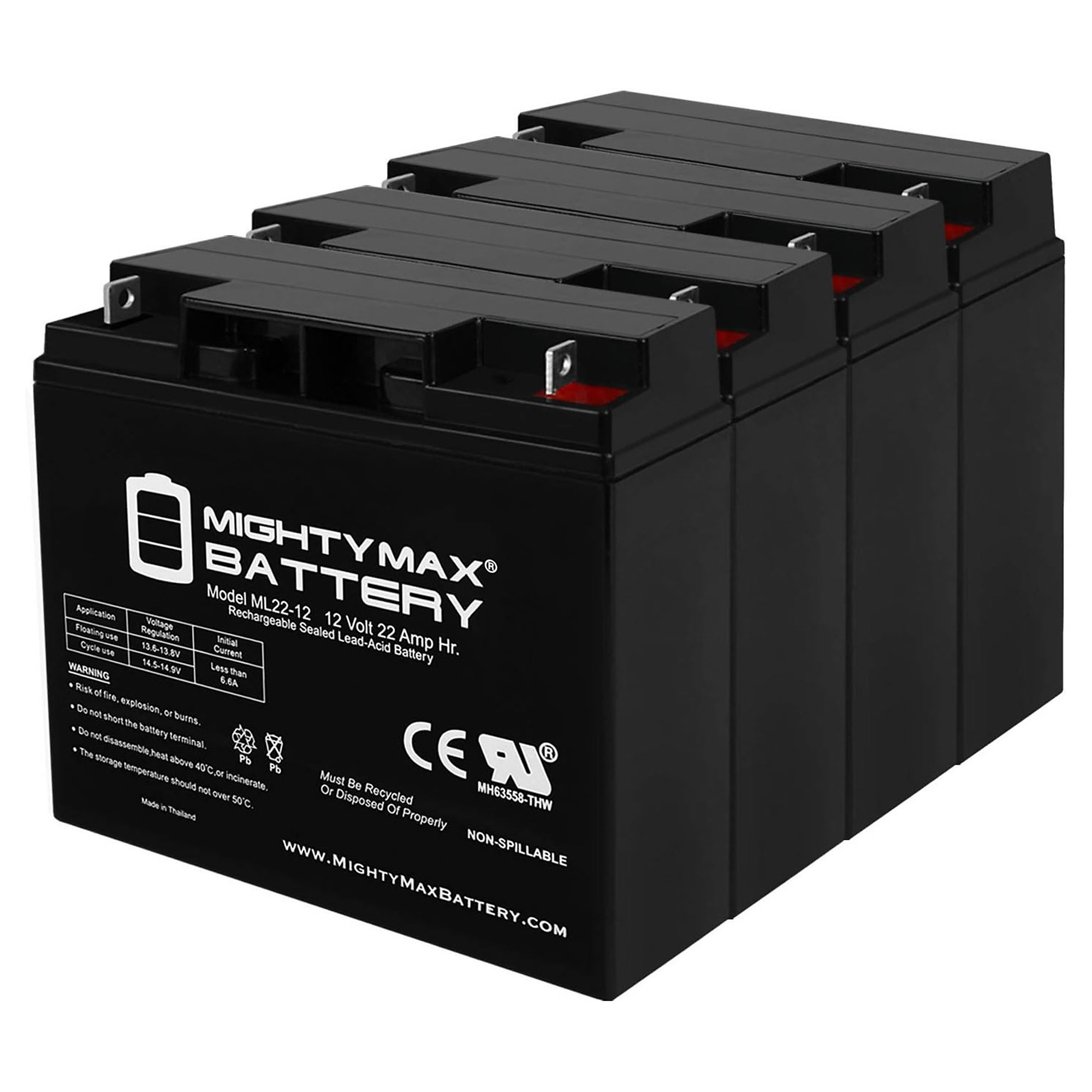 ML22-12 - 12 Volt 22 AH SLA Battery - Pack of 4 | Northern Tool