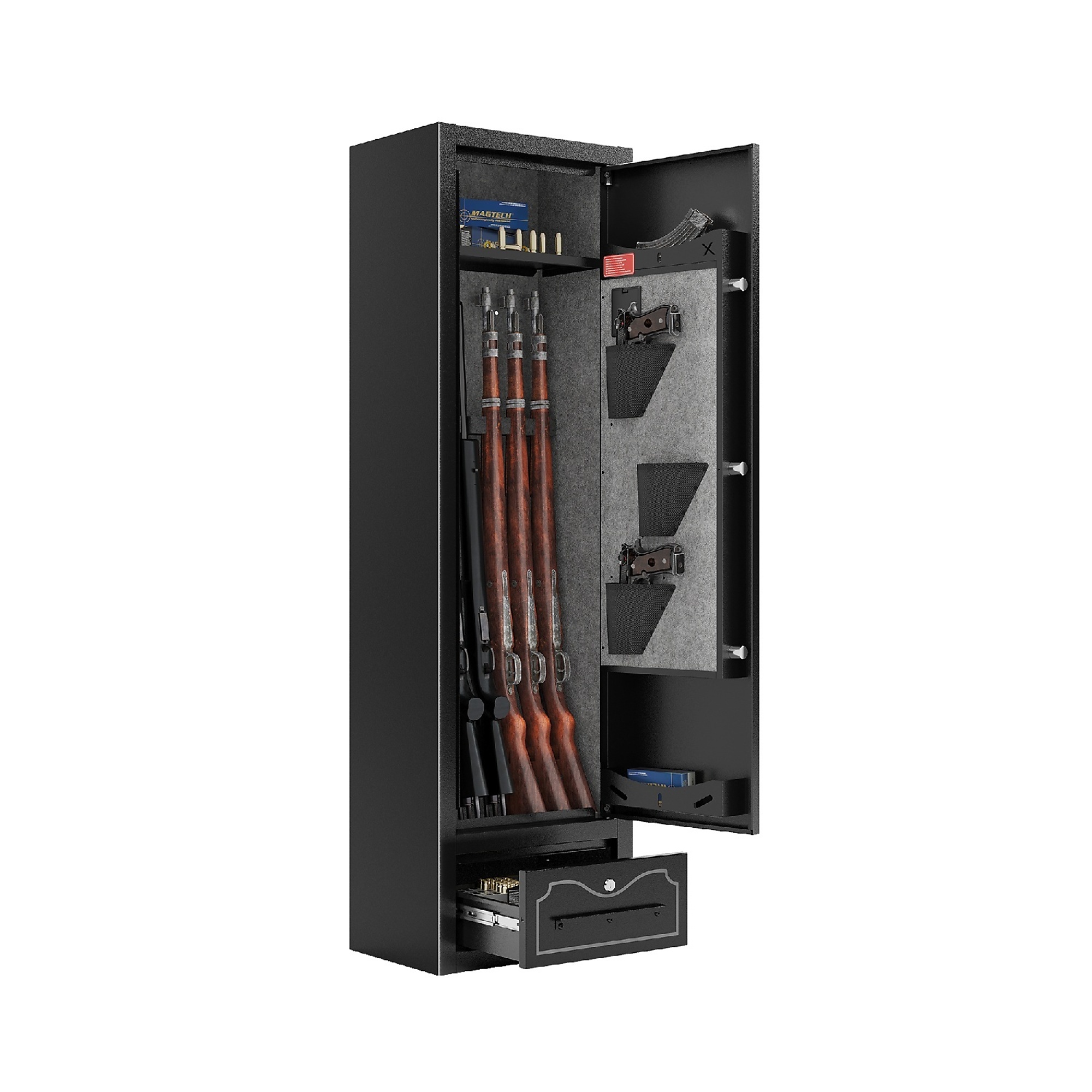8-Gun Combination Lock Gun Safe, Gun Cabinet with 3 Pistol Pouches ...