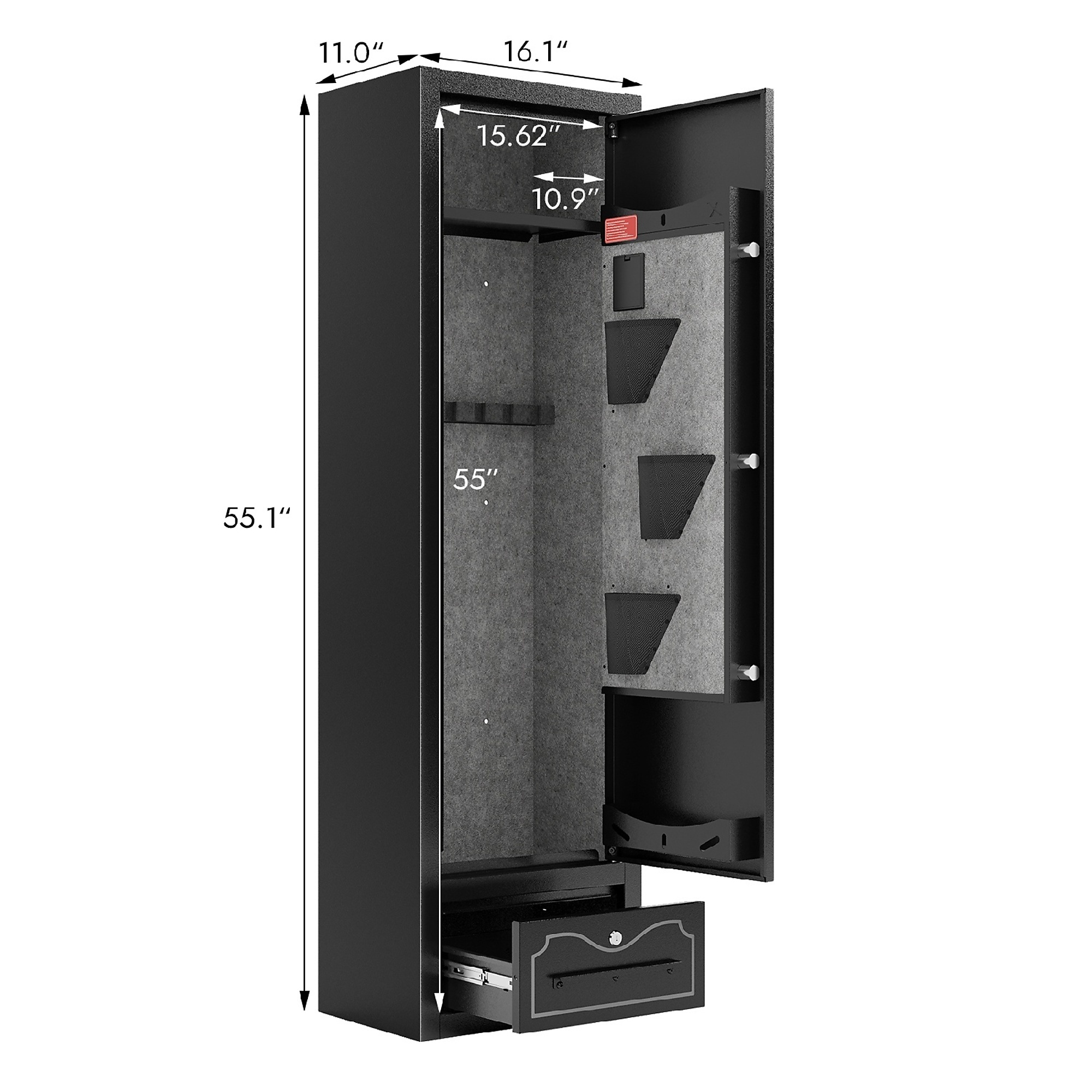 8-Gun Combination Lock Gun Safe, Gun Cabinet with 3 Pistol Pouches ...