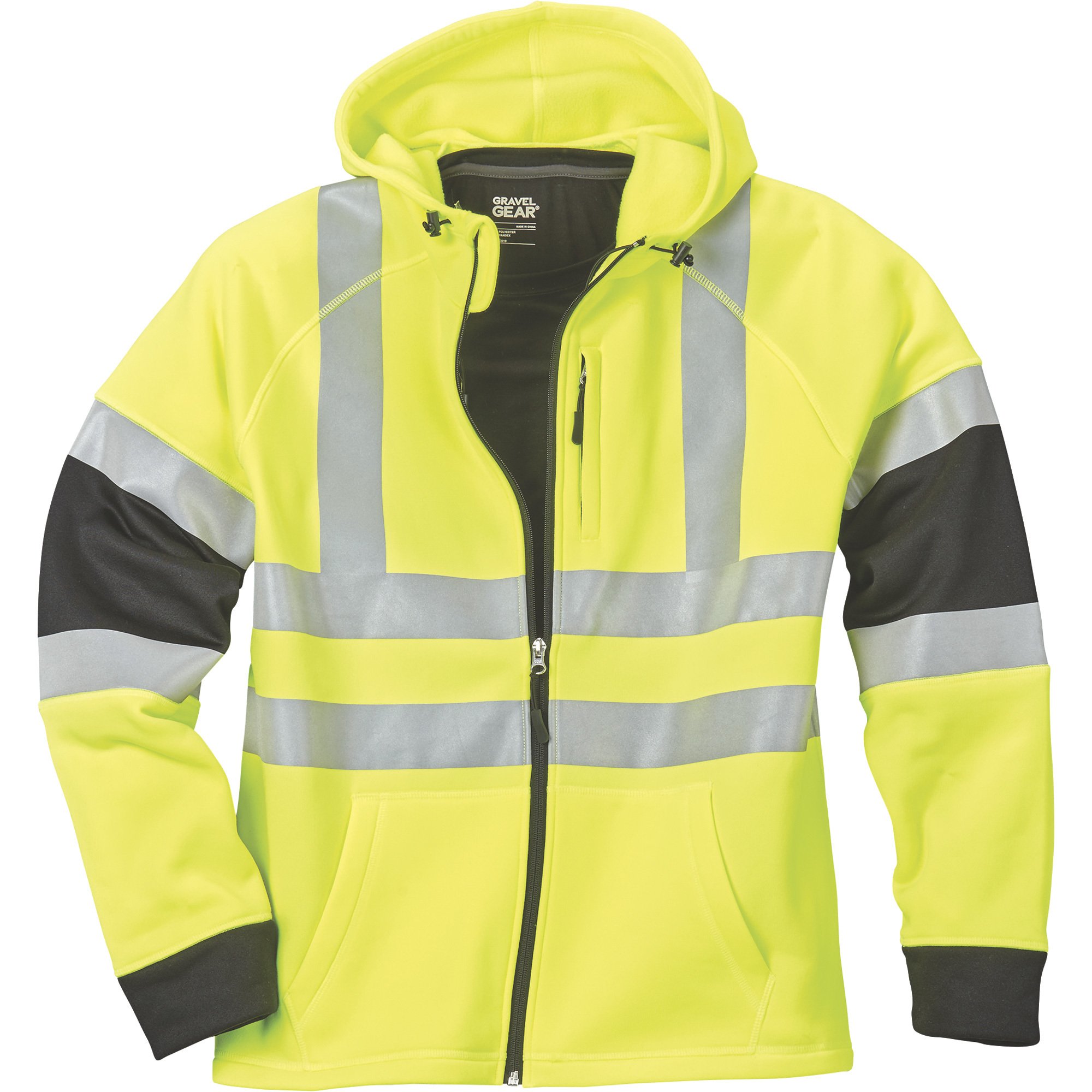 Gravel Gear HV Men’s Class 3 High Visibility 9.4-Oz. Full-Zip Hoodie — Lime | Northern Tool
