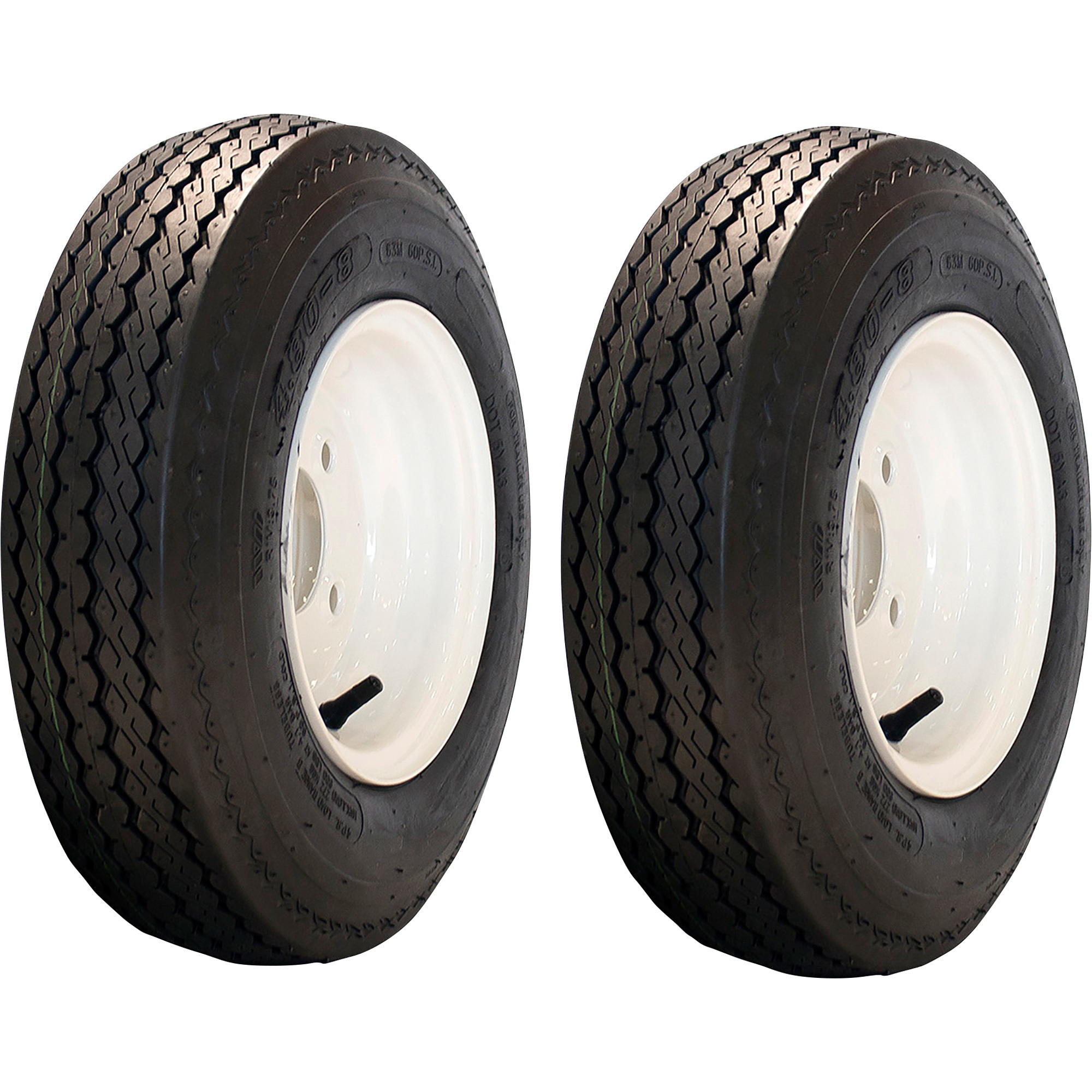 Marastar 4.80-8 Bias-Ply Trailer Tire and Wheel Assembly, 2-Pack, 4 ...
