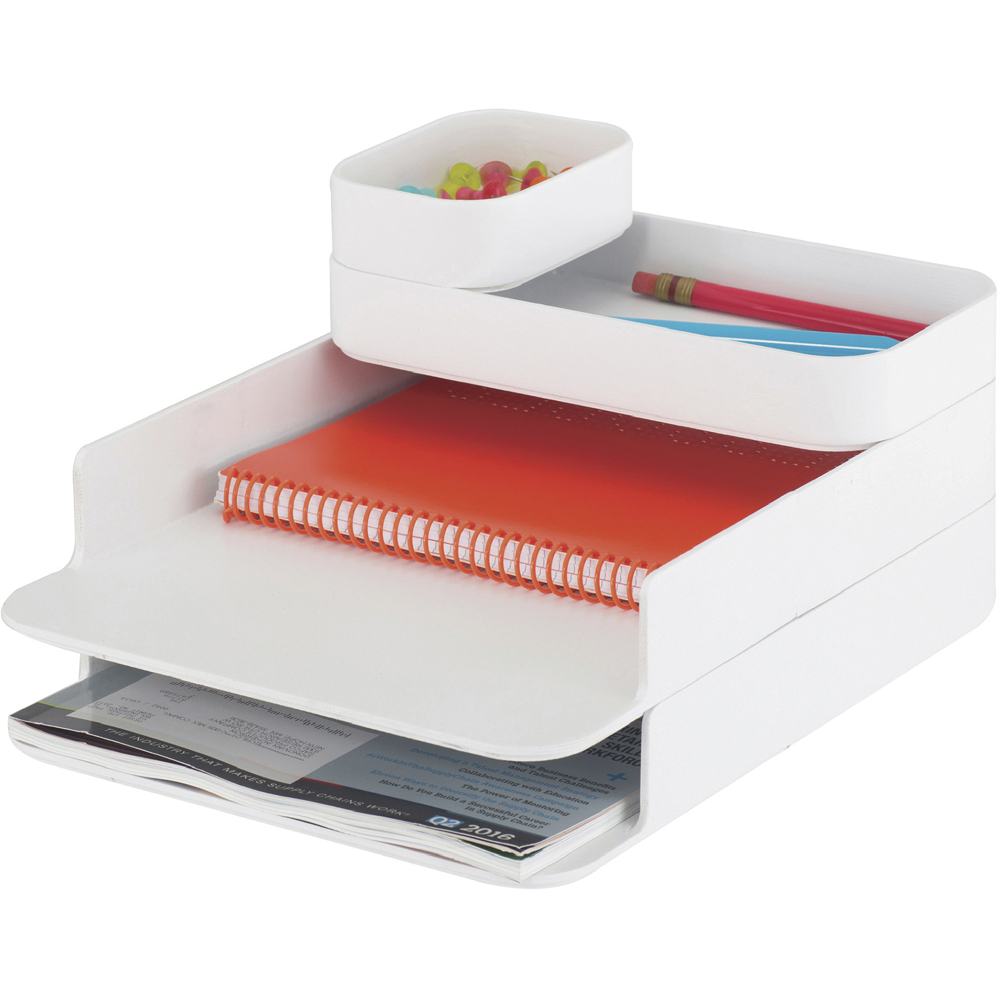 Safco Stacking Desktop Sorter Set, 4-Piece Set, White, Model# 3285WH ...