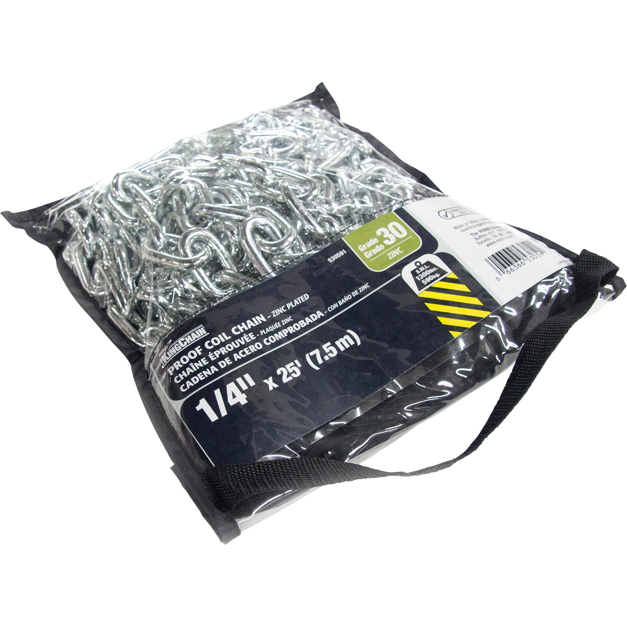 Mibro Grade 30 Proof Coil Zinc-Plated Chain, 1/4in. x 25ft., Model ...
