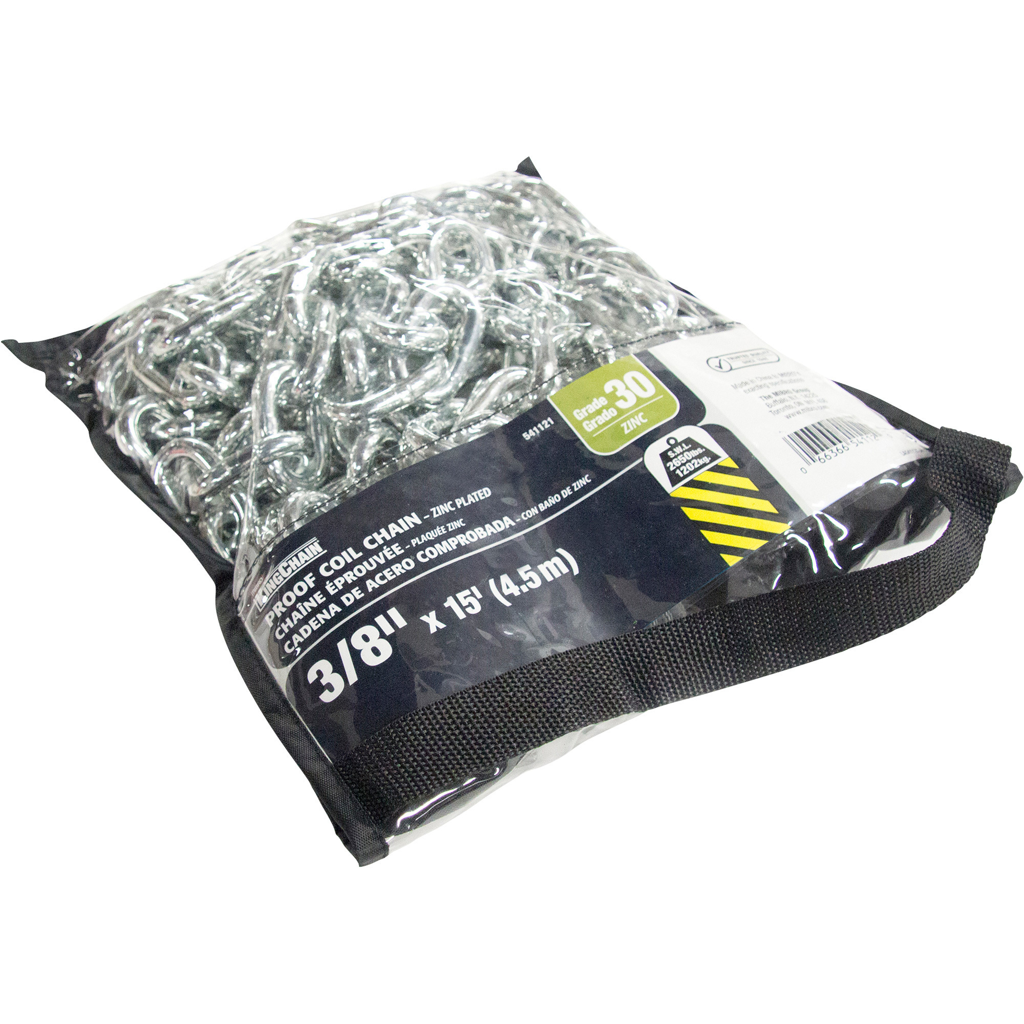 Mibro Grade 30 Proof Coil Zinc-Plated Chain, 3/8in. x 15ft., Model ...