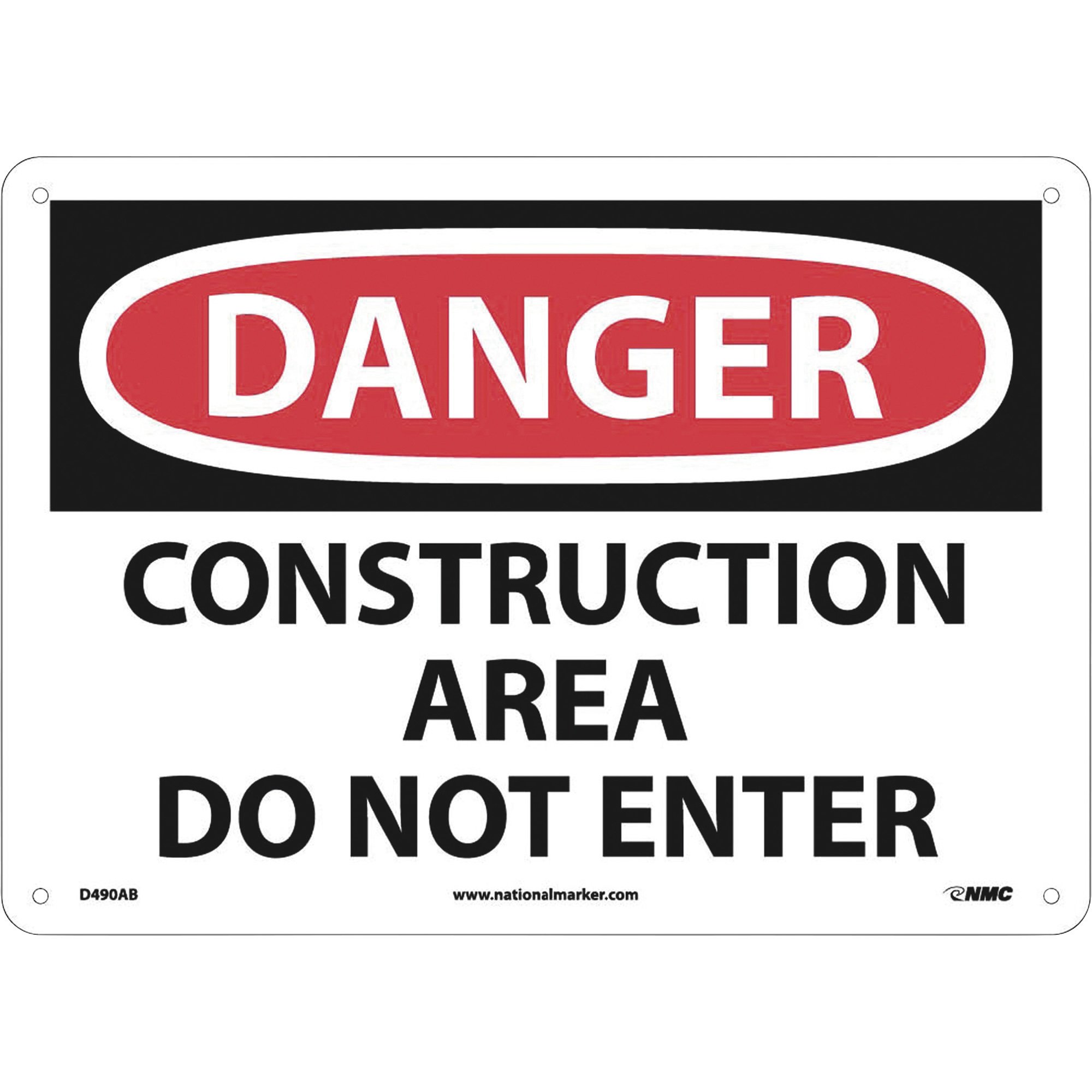 National Marker DANGER, CONSTRUCTION AREA, DO NOT ENTER Sign — 10in.L x ...