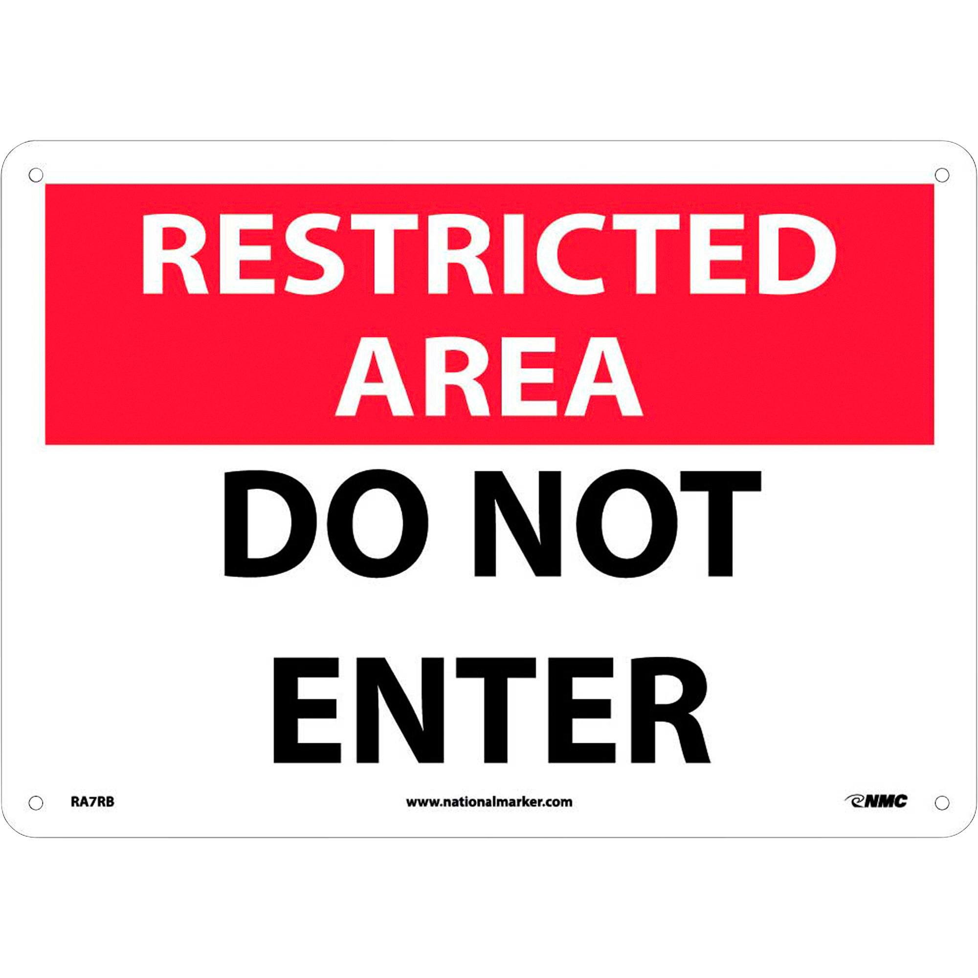 National Marker RESTRICTED AREA, DO NOT ENTER Sign — 10in.L x 14in.W ...