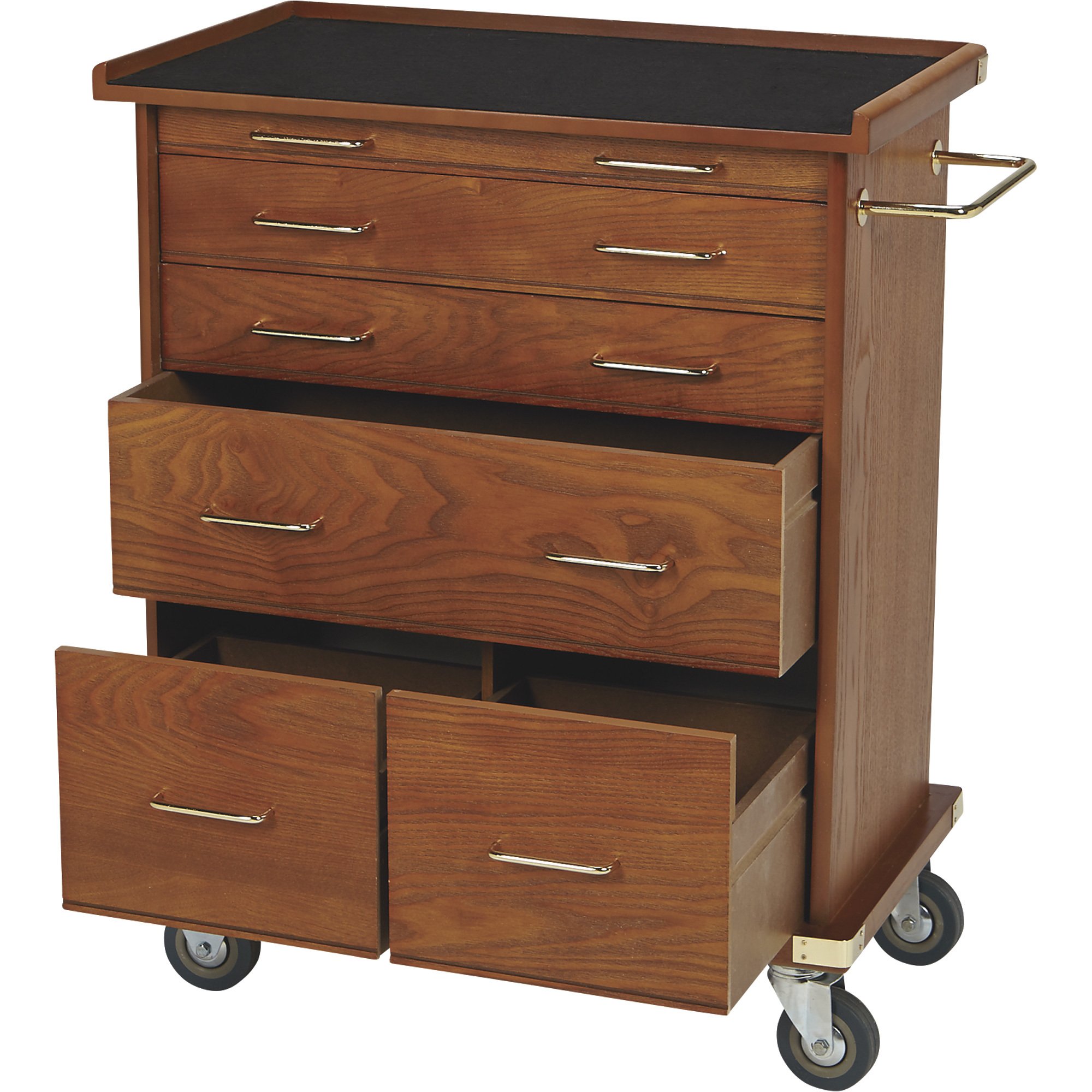6-Drawer Oak Rolling Collector's Chest Storage Cabinet — Oak Finish, 22 ...