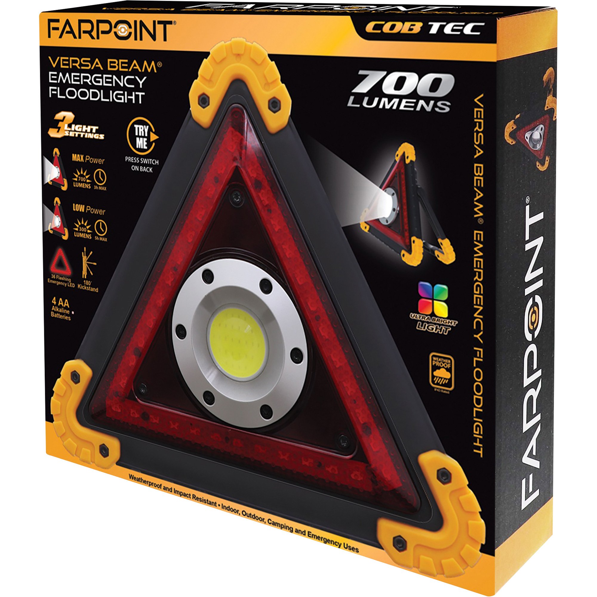 Farpoint 3-Setting Emergency Triangle Flood Light — 700 Lumens, Model ...