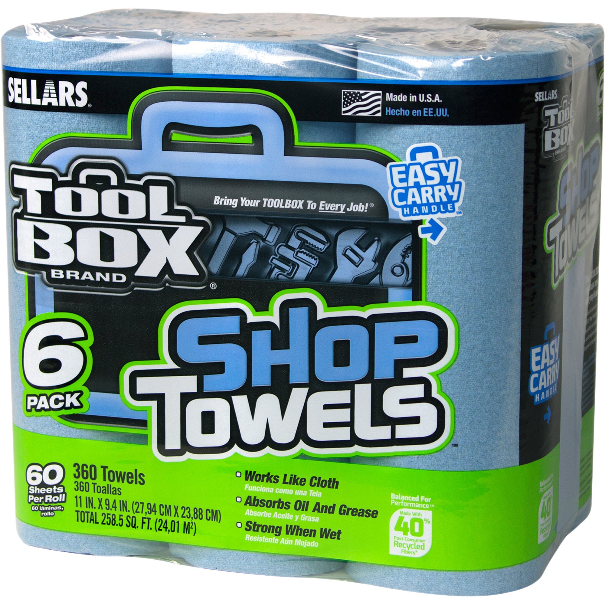 ToolBox Brand Z400 Shop Towels — (6) 60-Sheet Rolls, Blue | Northern Tool