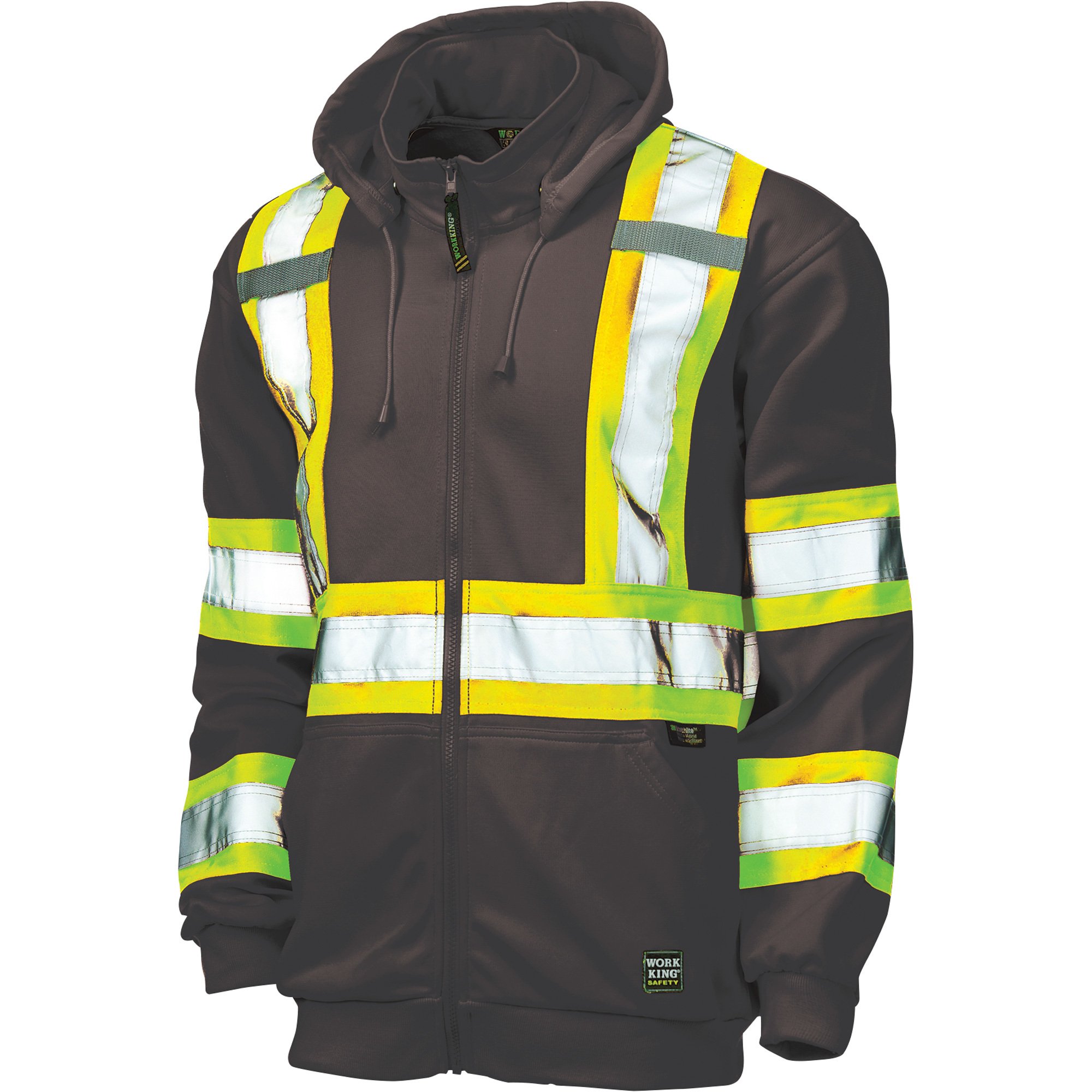 Work King Safety Men's High Visibility Hoodie — Black, Large, Model ...