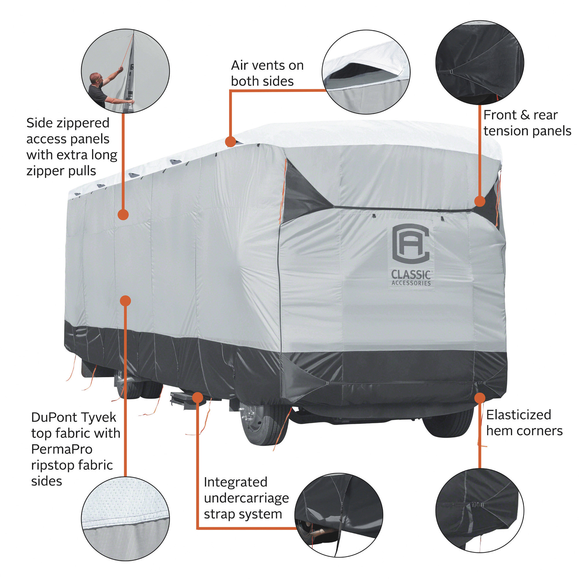 Classic Accessories SkyShield Class A RV Cover, Gray, Fits 40ft.L-42ft ...
