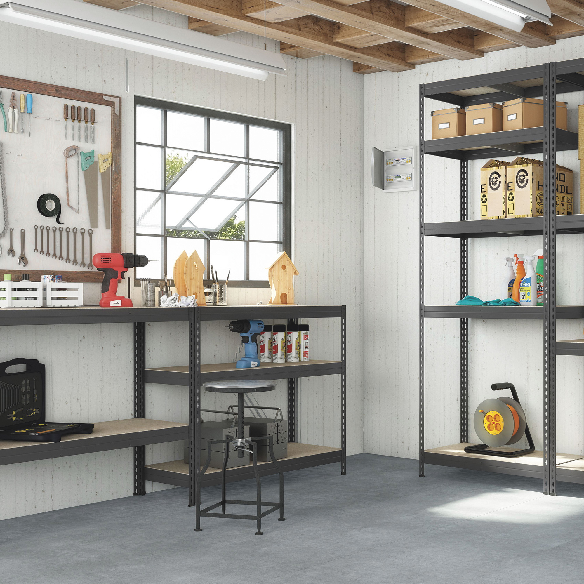 AR Shelving Fiberboard Deck Shelving, 36in.W x 18in.D x 71in.H, 4 ...