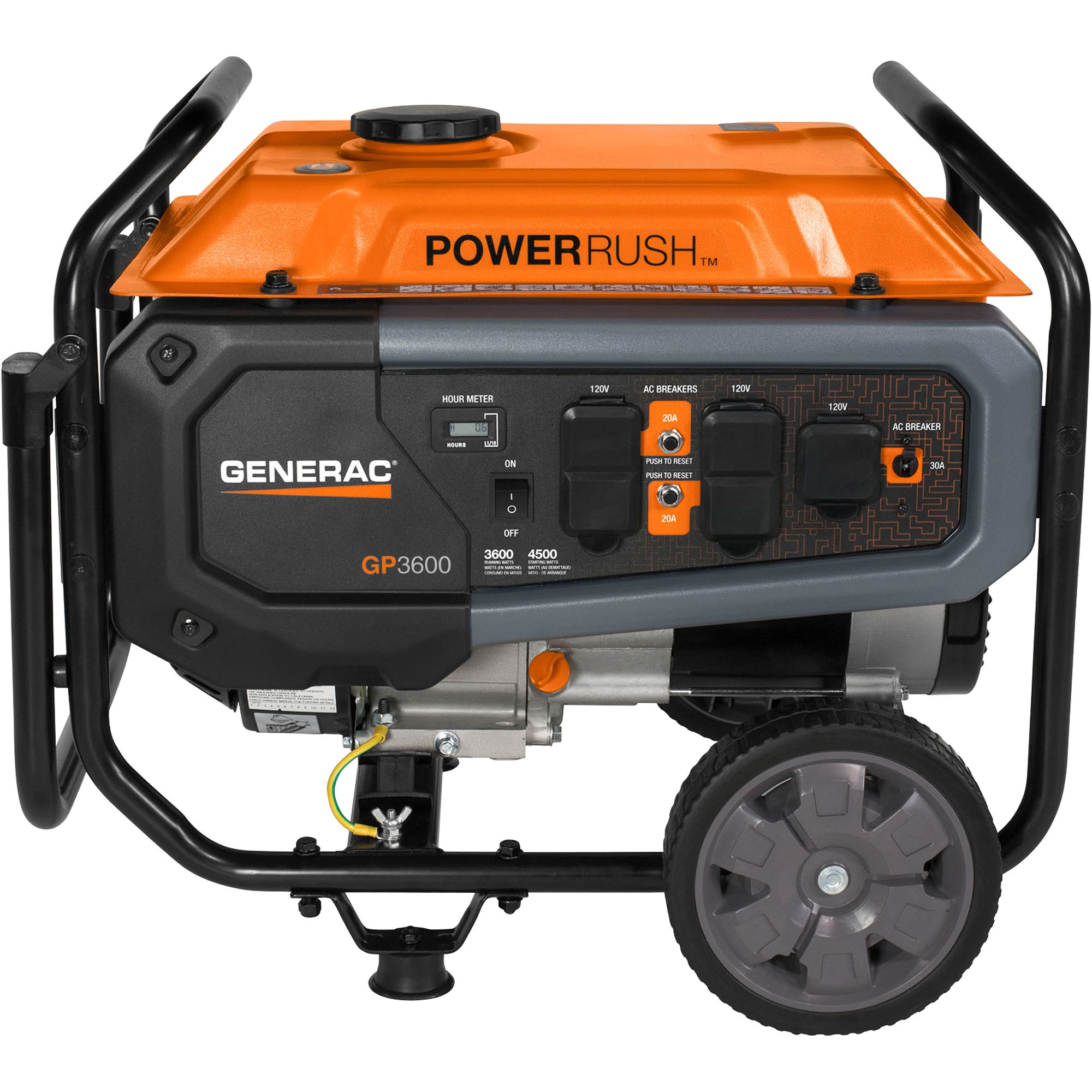 Generac Portable Generator, 4500 Surge Watts, 3600 Rated Watts, CARB ...