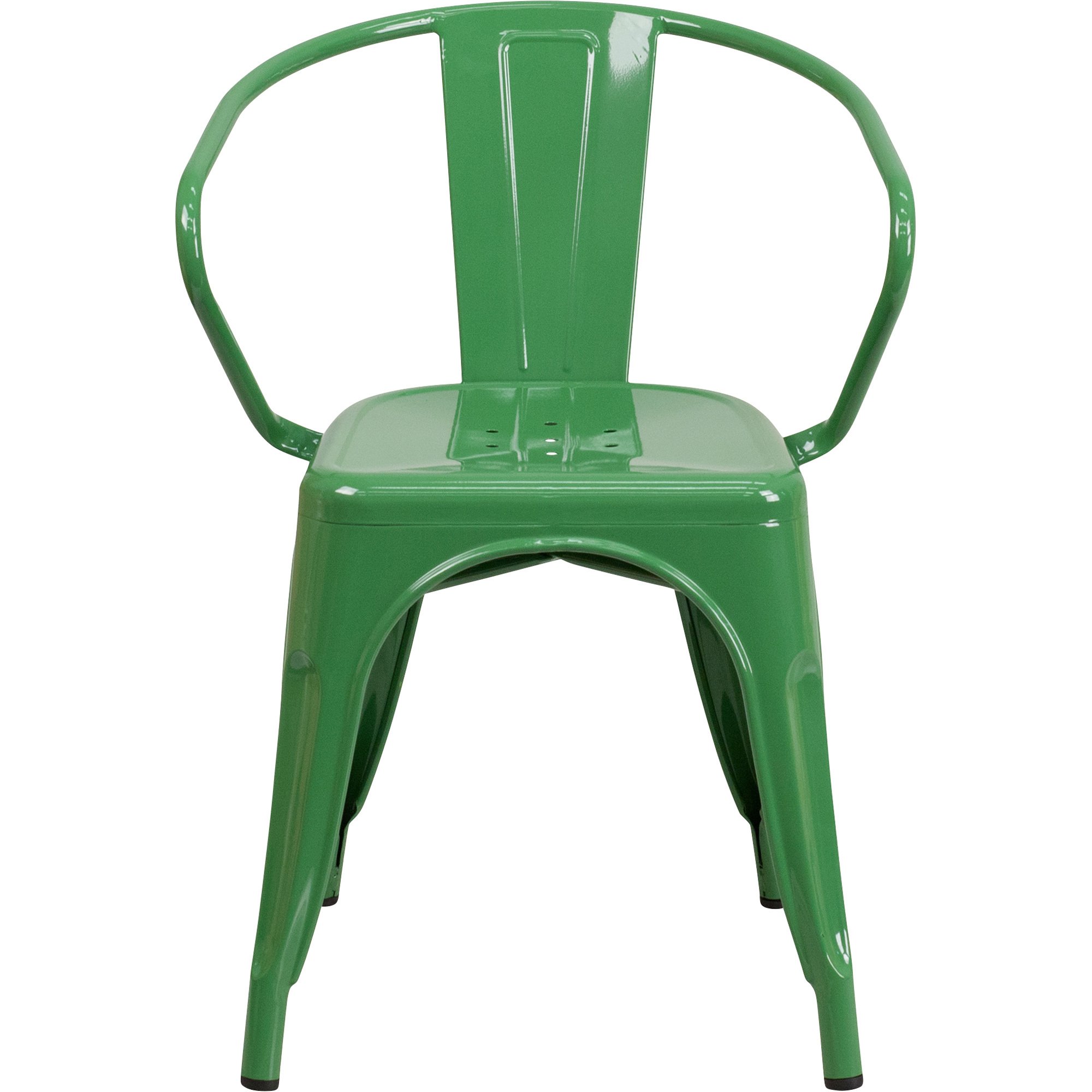 Flash Furniture Metal Stacking Bistro-Style Chair with Arms — Green ...