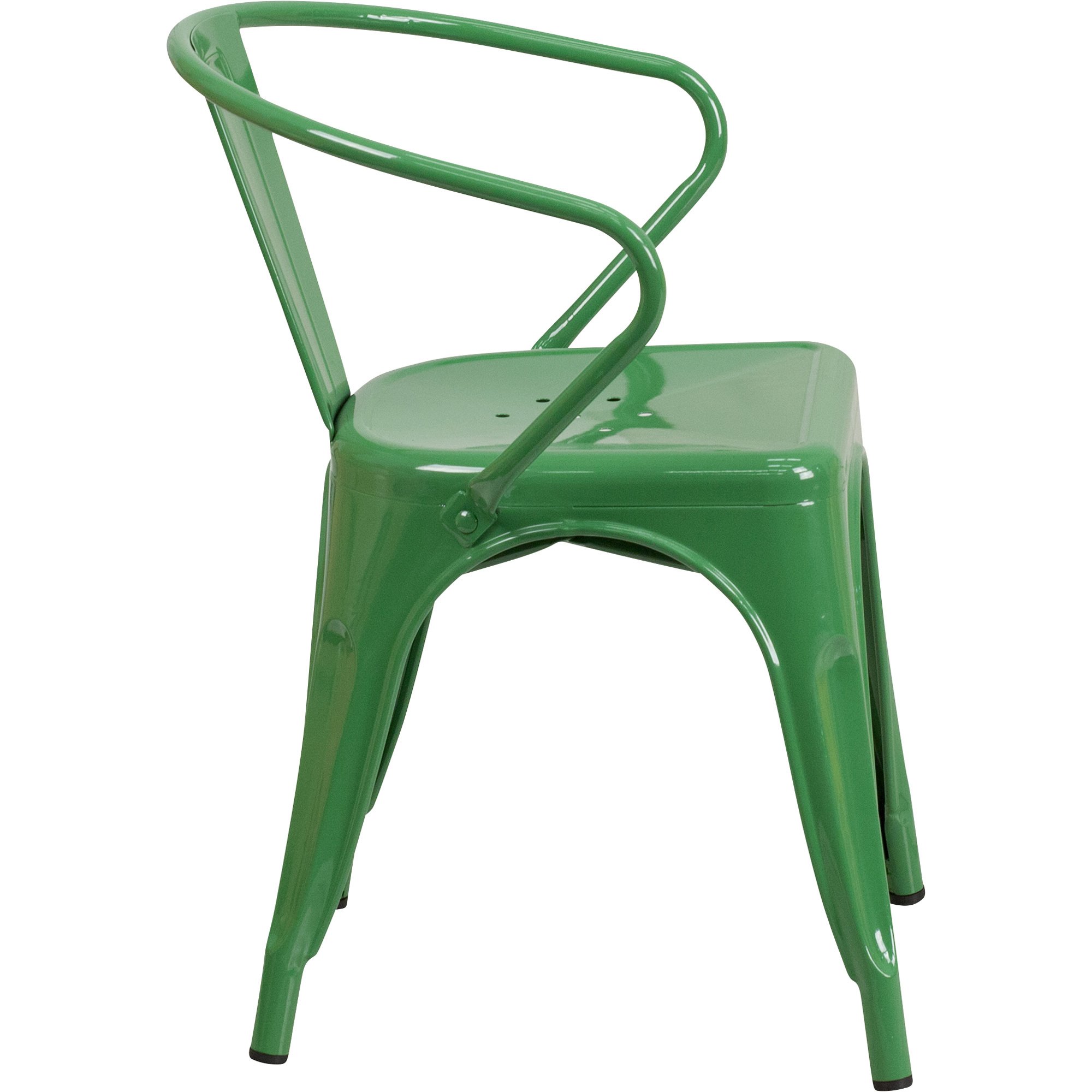 Flash Furniture Metal Stacking Bistro-Style Chair with Arms — Green ...