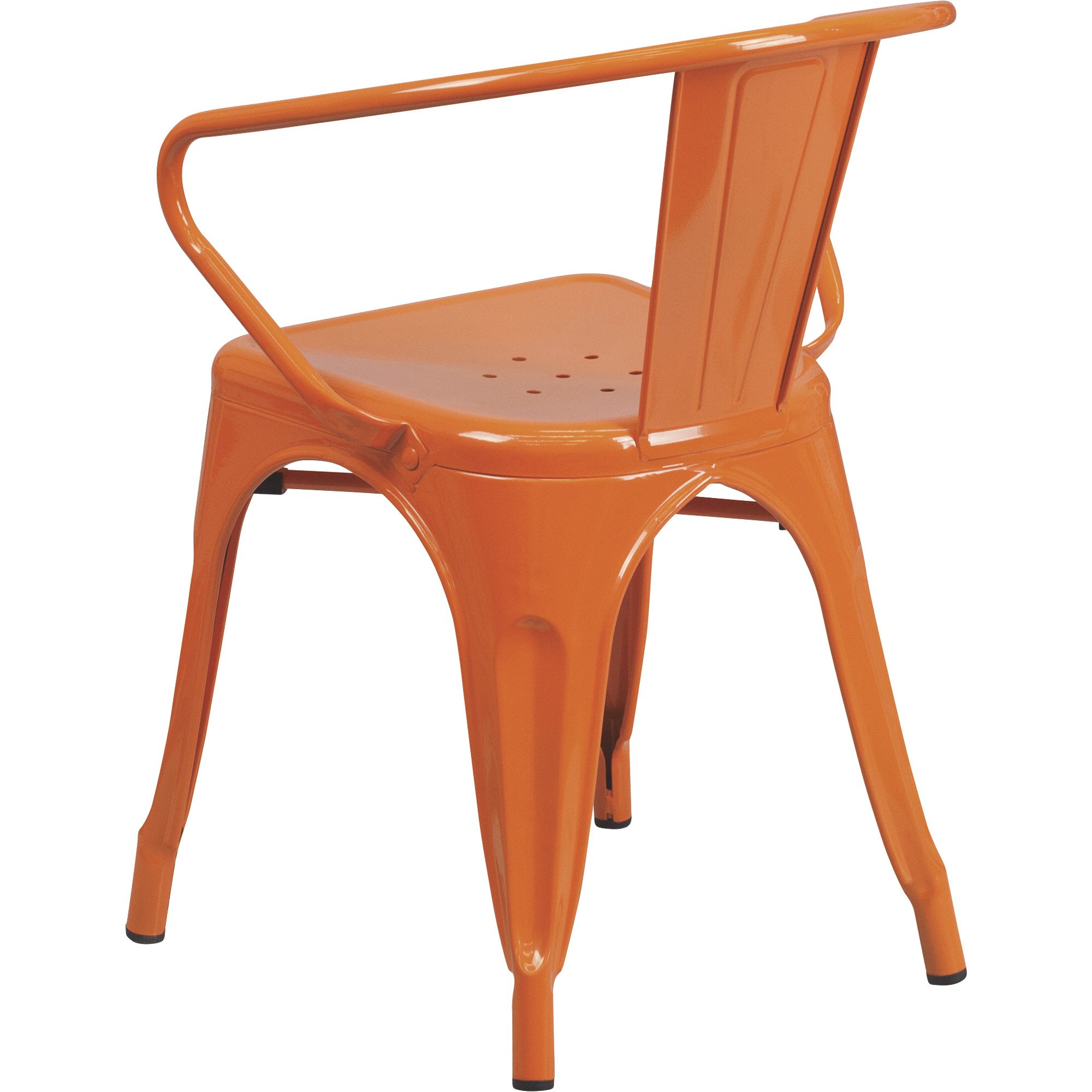 Flash Furniture Metal Stacking Bistro-Style Chair with Arms — Orange ...