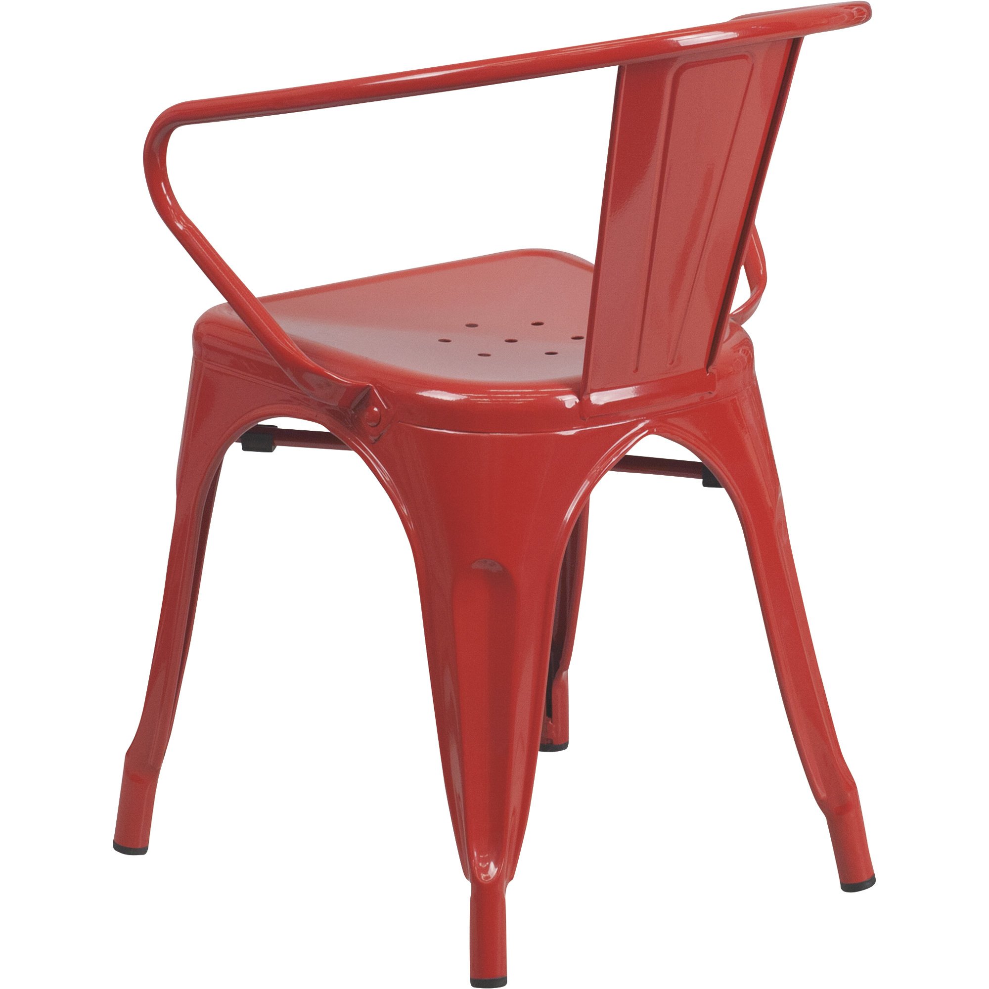 Flash Furniture Metal Stacking Bistro-Style Chair with Arms — Red ...