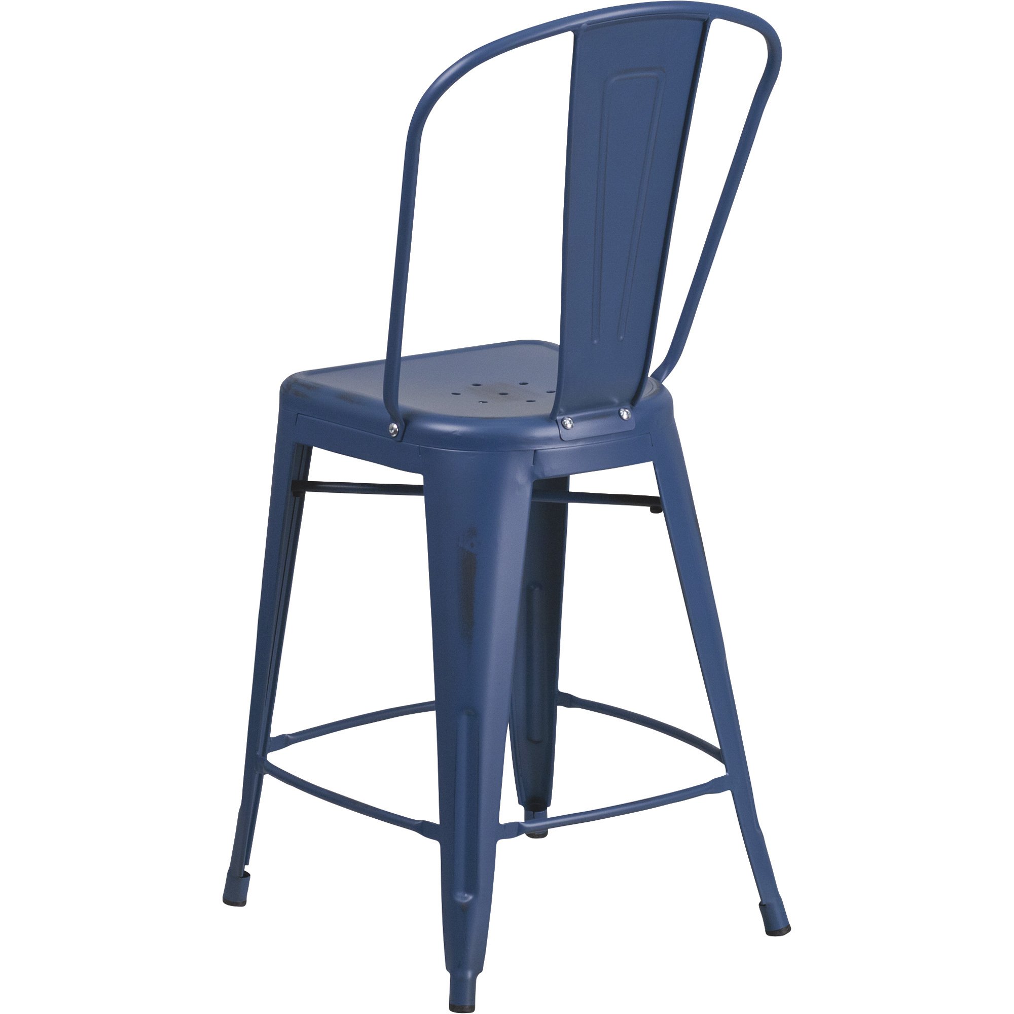 Flash Furniture Metal High Back Counter Stool — 24in.H Seat, Distressed ...