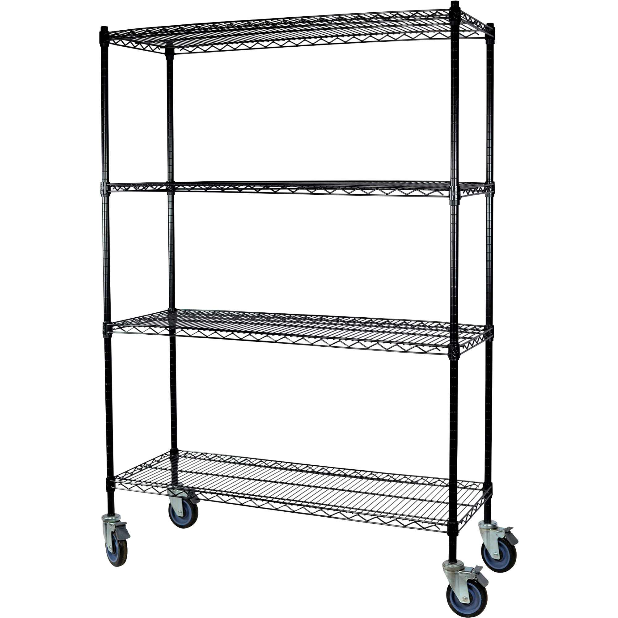 StorageMax Black Wire Mobile Wheeled Shelving Unit, 48in. x 24in. x ...