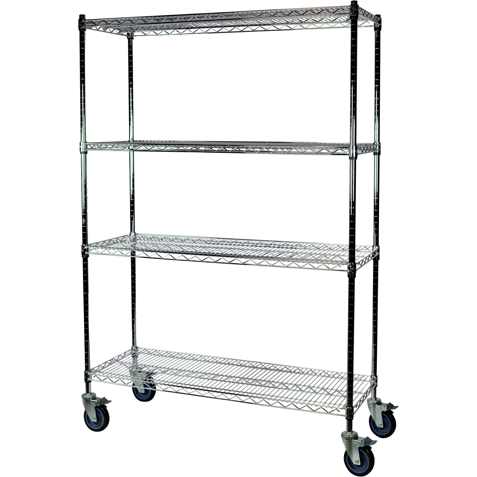 StorageMax Black Wire Mobile Wheeled Shelving Unit, 60in. x 24in. x ...