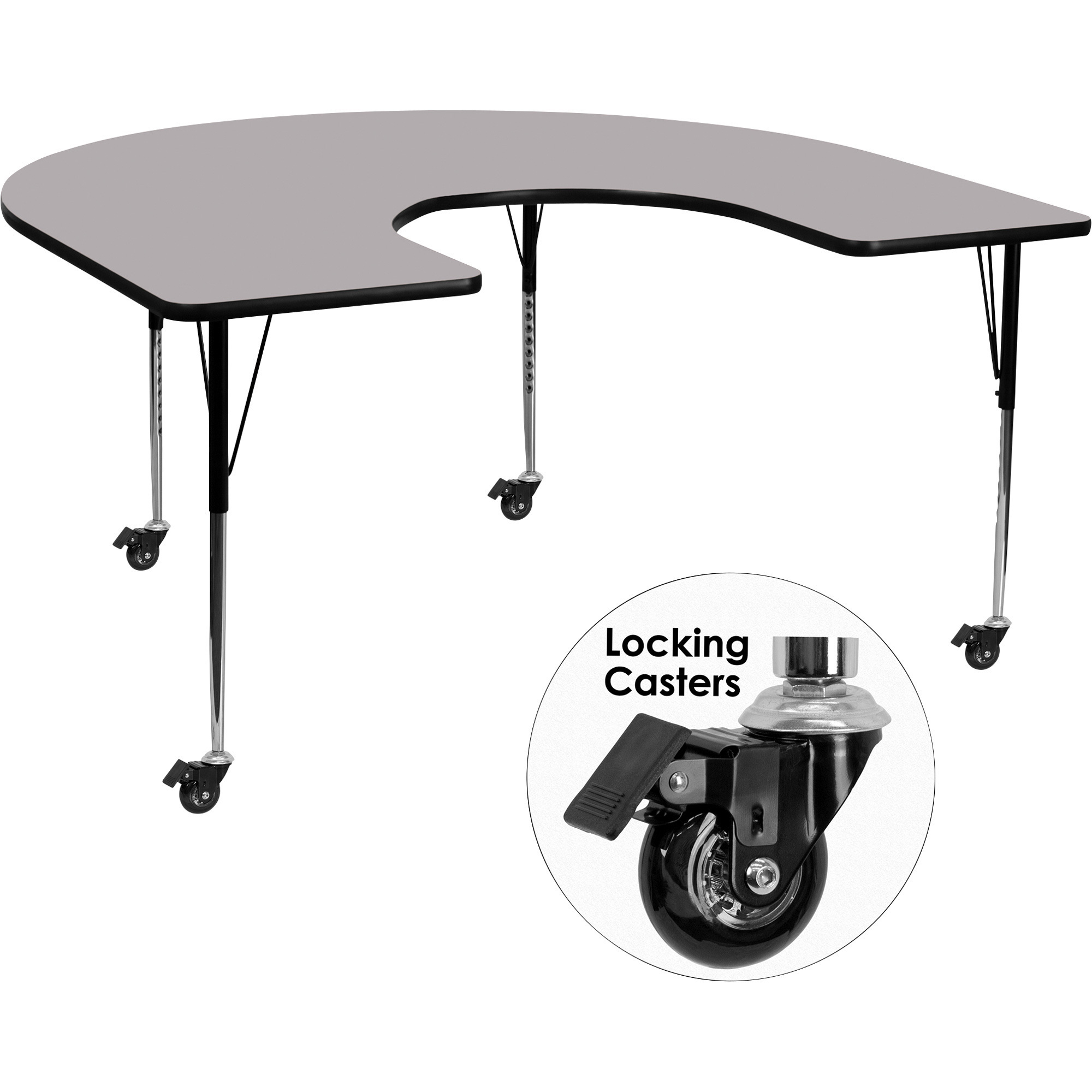 Flash Furniture Mobile Horseshoe-Shaped Activity Table with Casters ...