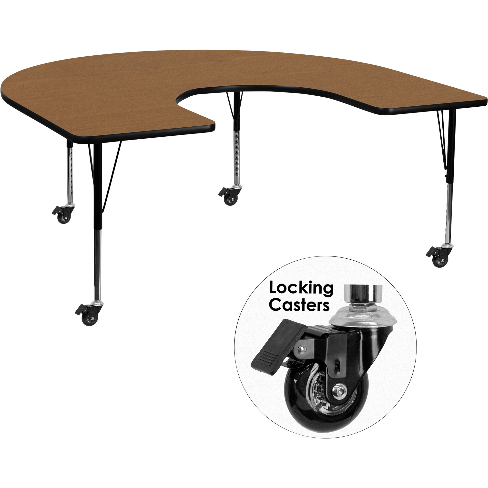 Flash Furniture Mobile Horseshoe-Shaped Activity Table with Casters ...