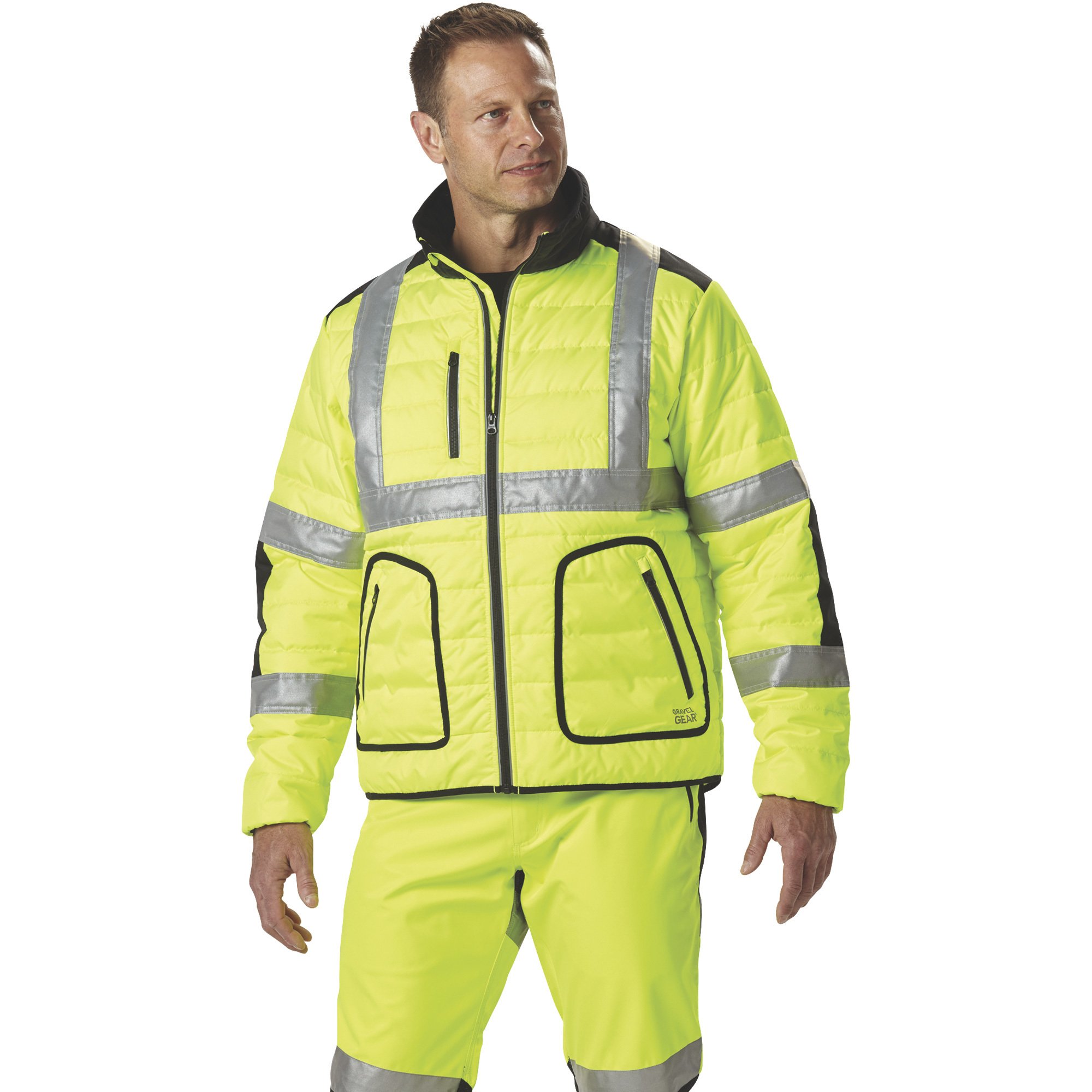 Gravel Gear Men’s Class 3 High Visibility Quilted Jacket with 3M ...