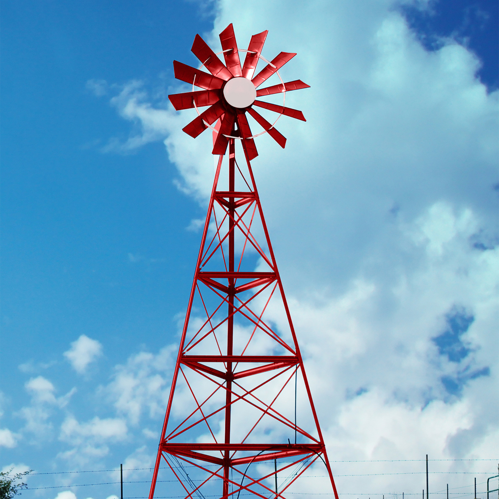 Outdoor Water Solutions Aeration Windmill System, 23ft. Tall, Red and ...