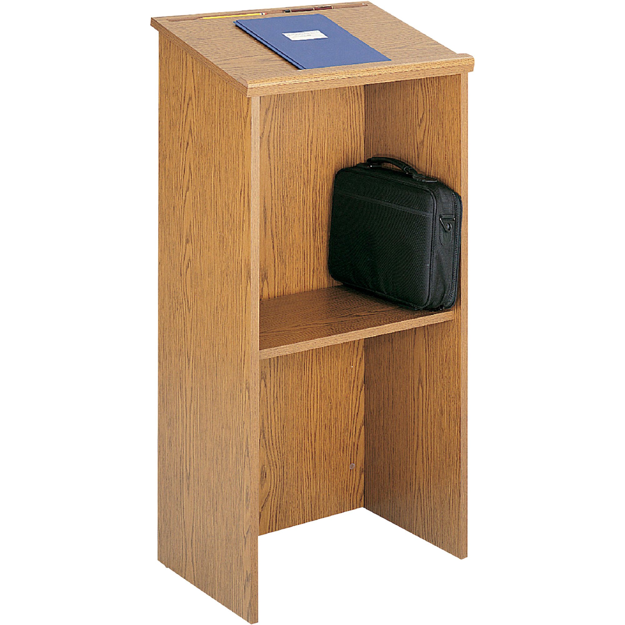 Safco Stand-Up Height-Adjustable Lectern — Medium Oak, 23in.W x 15 3 ...