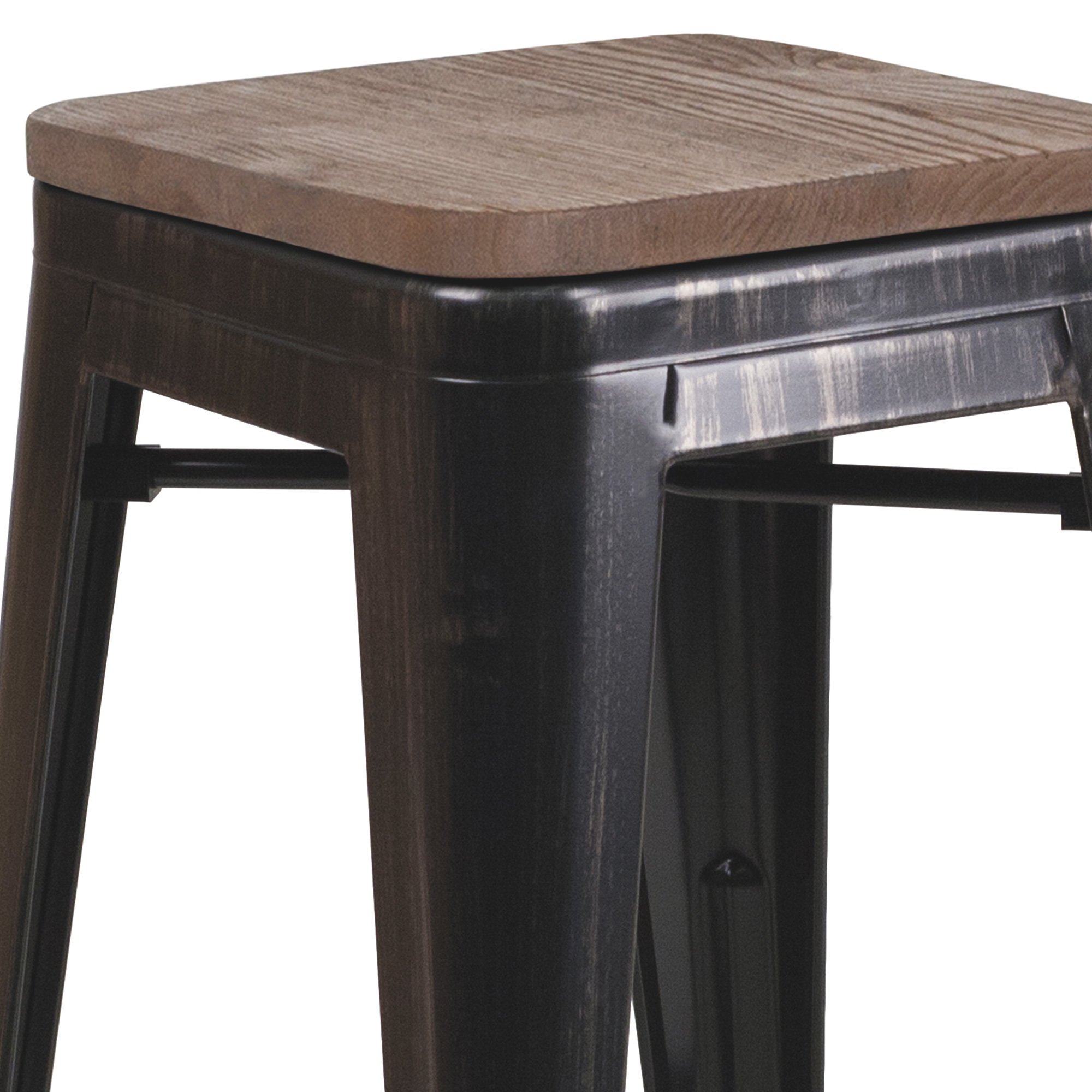 Flash Furniture 30in.H Backless Metal Bar Stool with Wood Seat, Crystal ...