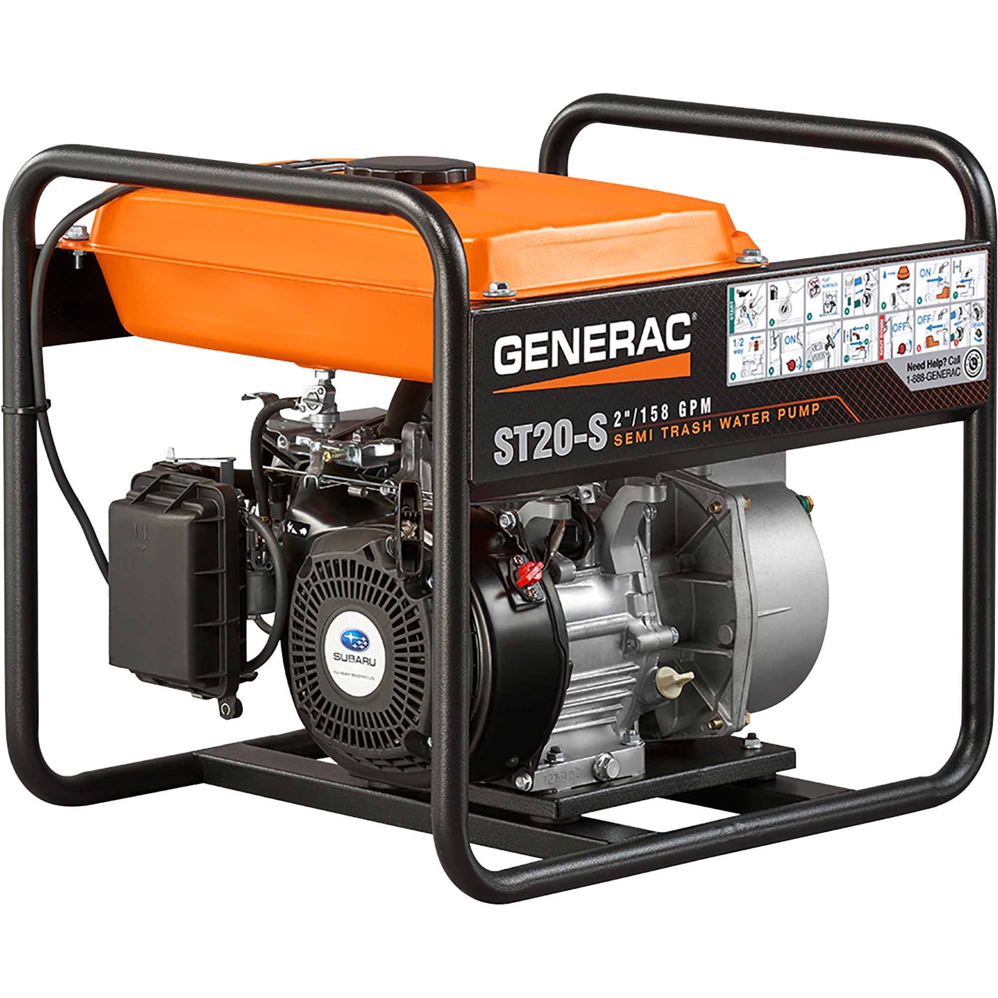 Generac Semi-Trash Water Pump, 9480 GPH, 169cc Engine, 2in. Ports ...