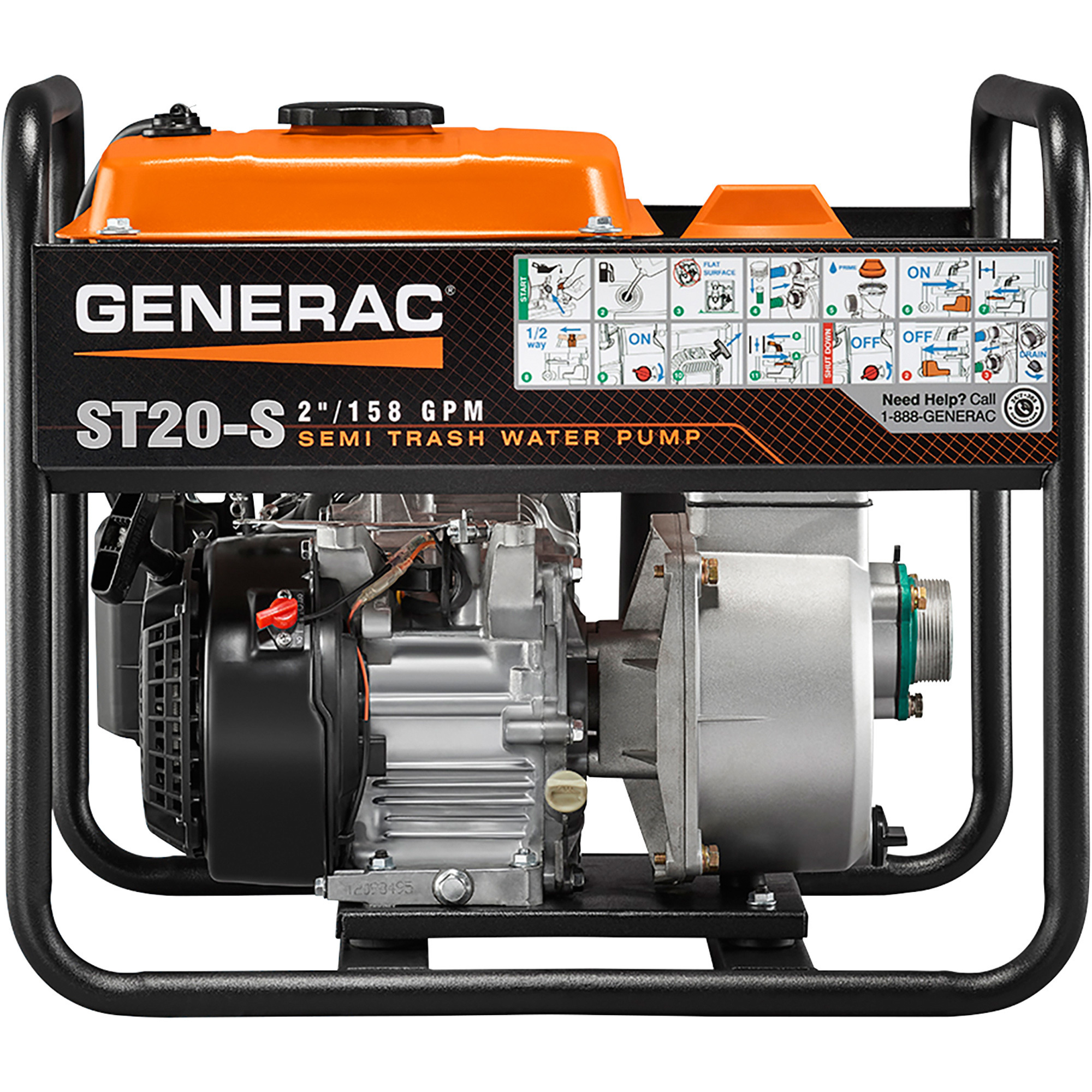 Generac Semi-Trash Water Pump, 9480 GPH, 169cc Engine, 2in. Ports ...
