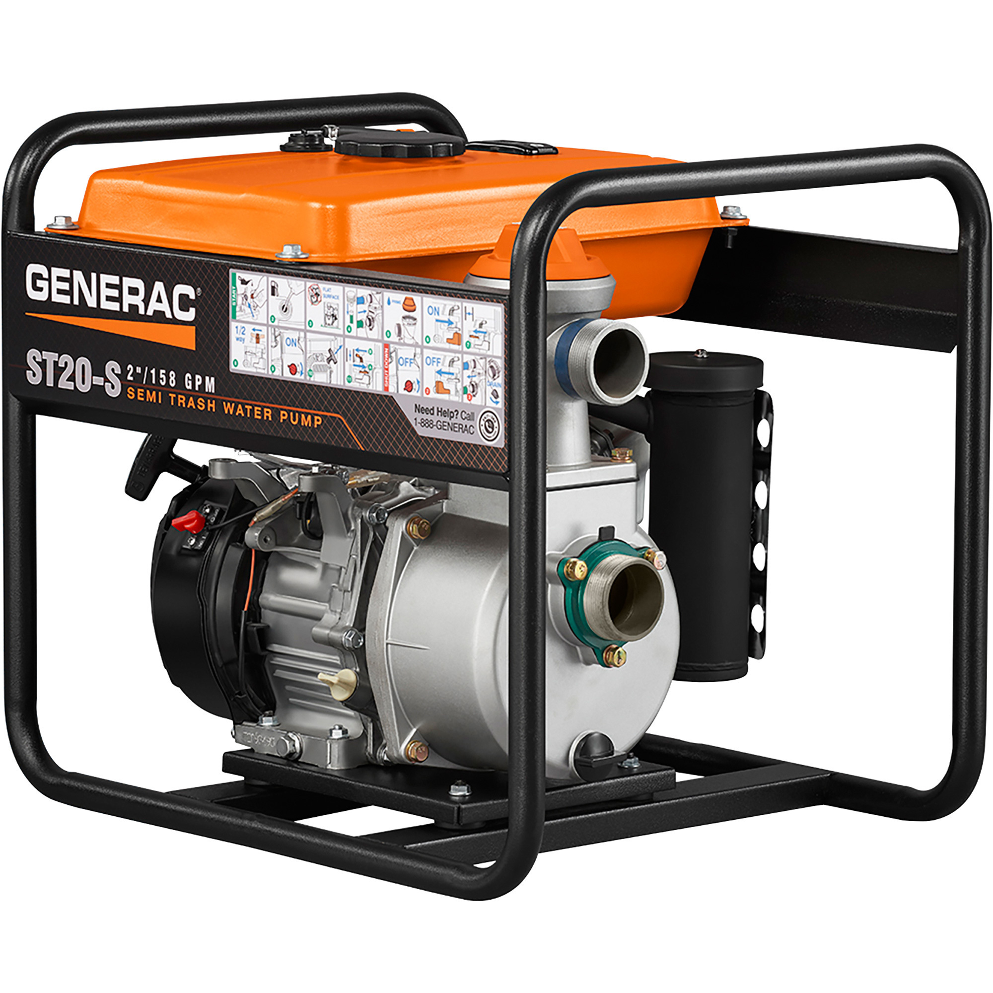 Generac Semi-Trash Water Pump, 9480 GPH, 169cc Engine, 2in. Ports ...