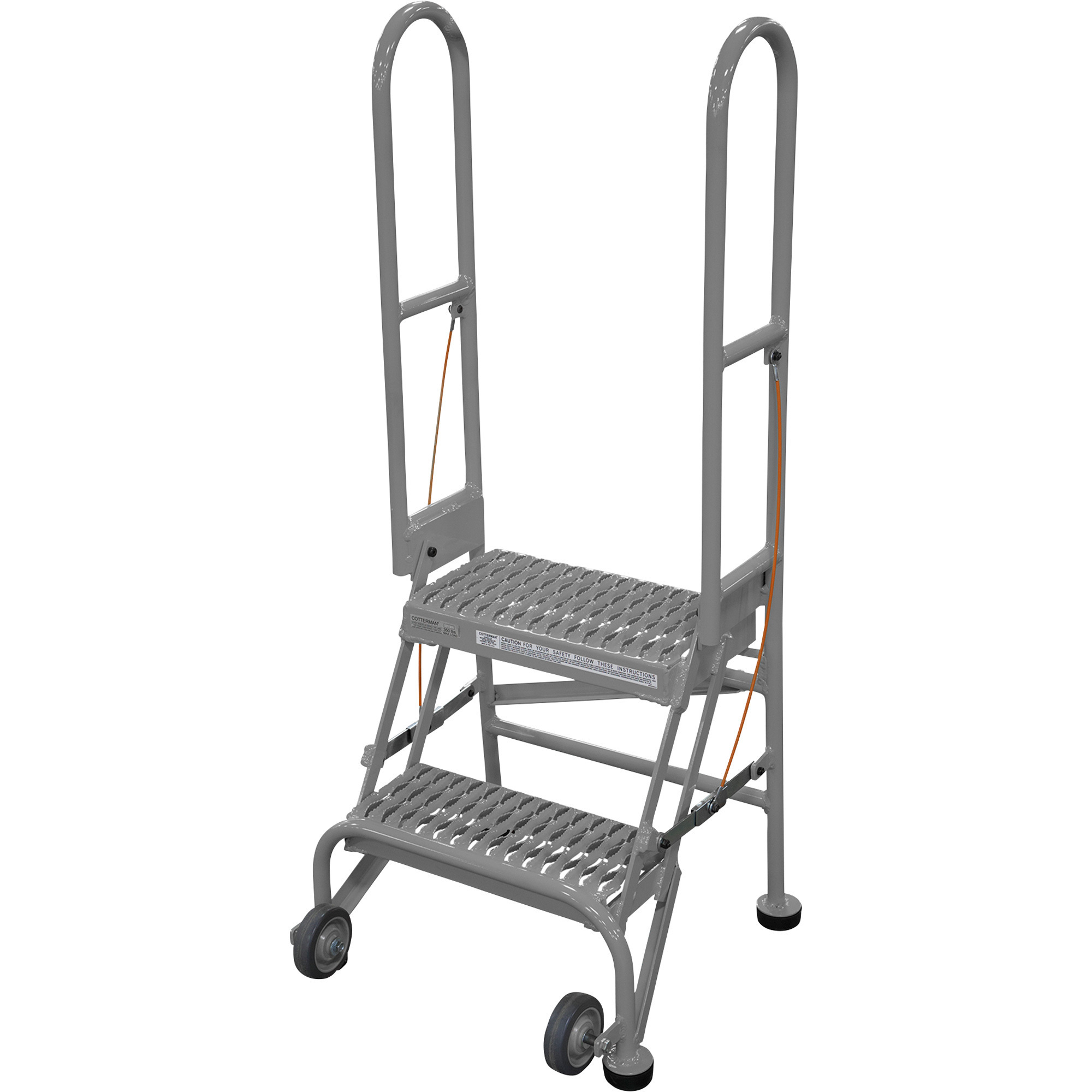 Cotterman Folding Rolling Ladder, 2 Steps, 350-Lb. Capacity, Serrated ...